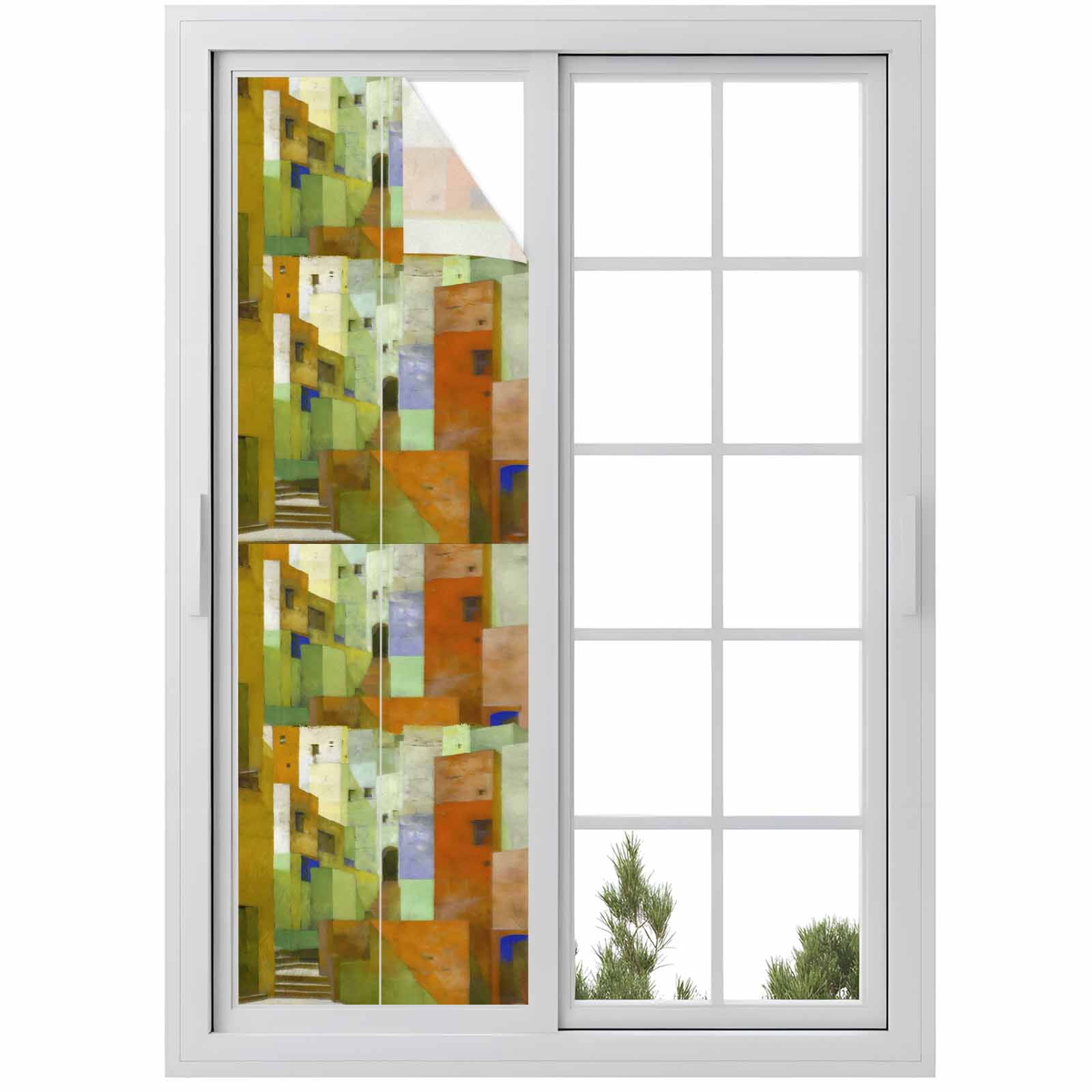 Window Privacy Film Abstract Yellow Stained Glass Window Film ...