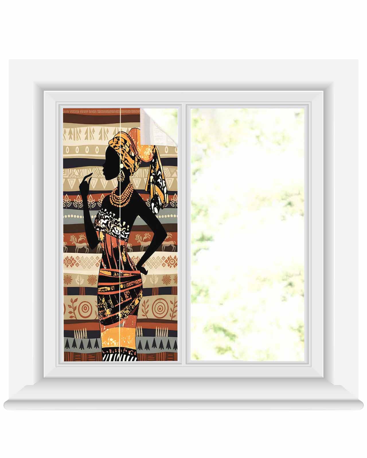 Window Privacy Film African Women Stained Glass Window Film Decorative ...