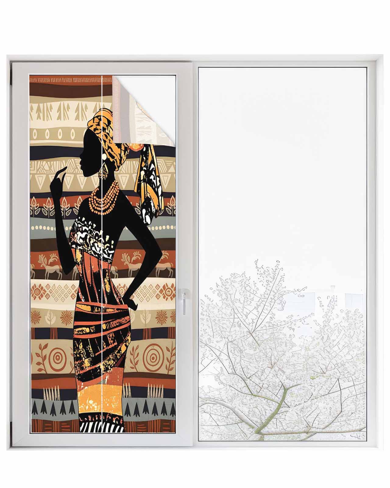 Window Privacy Film African Women Stained Glass Window Film Decorative ...