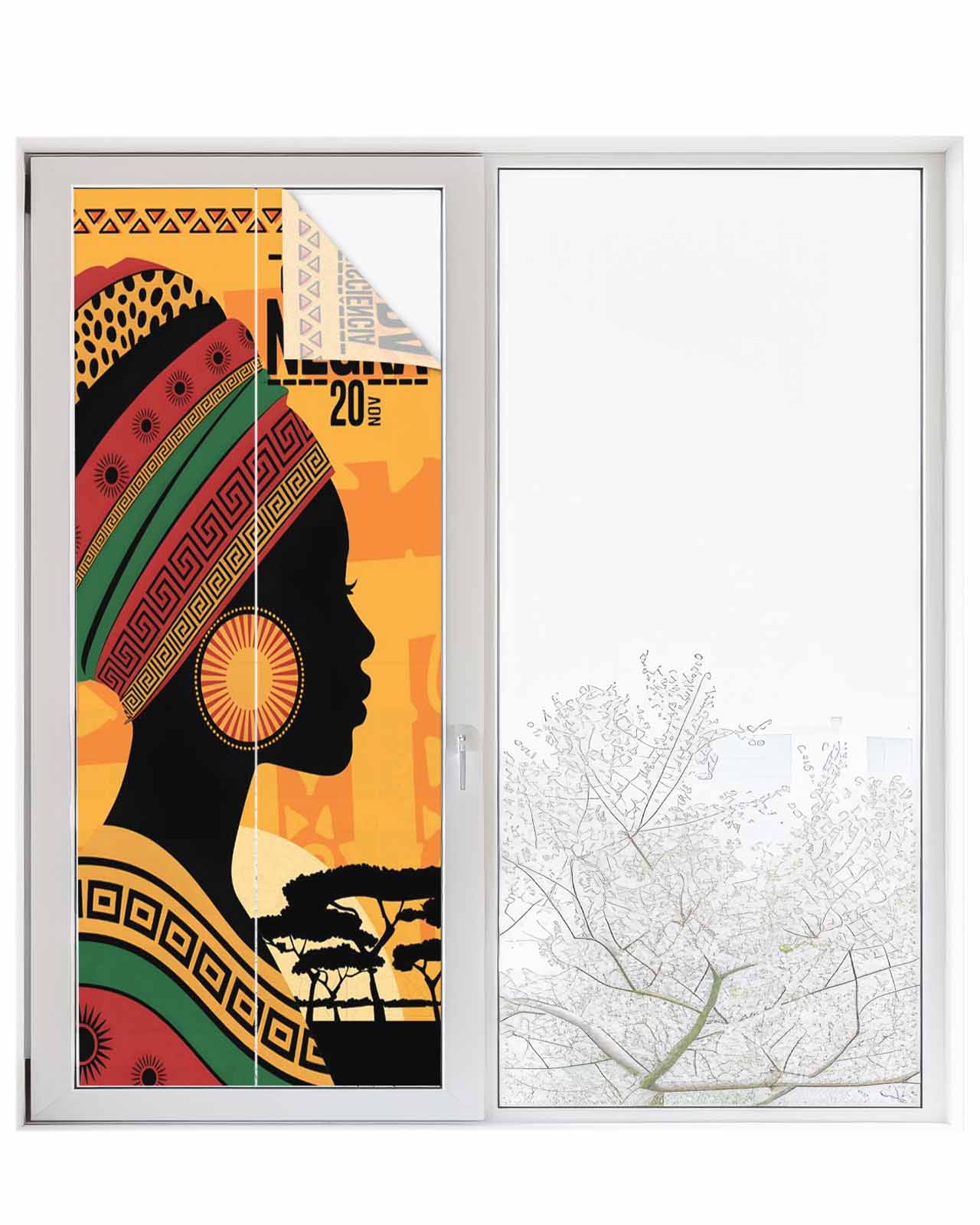 Window Privacy Film African Women Stained Glass Window Film Decorative ...