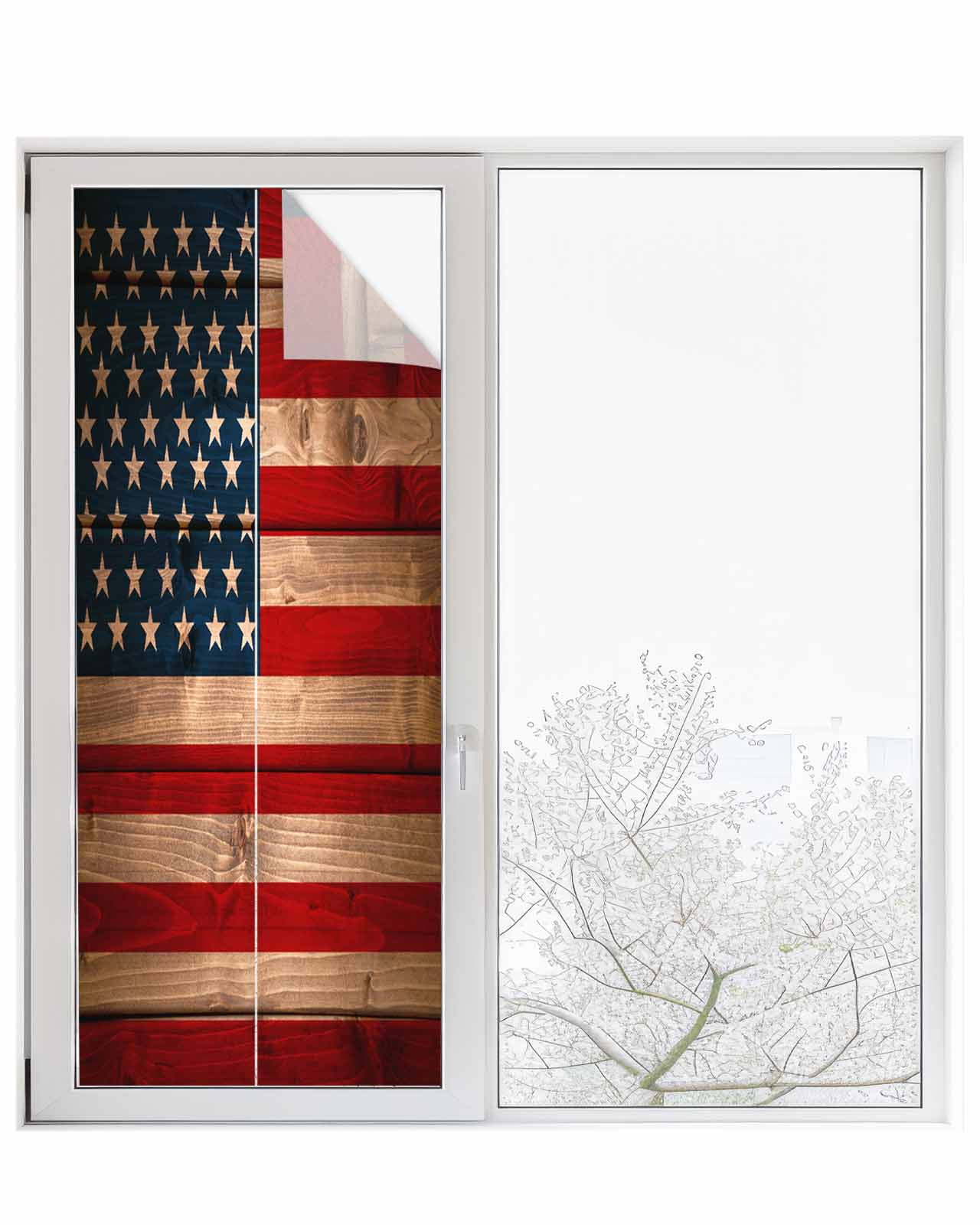 Window Privacy Film American Flag Stained Glass Window Film Decorative ...