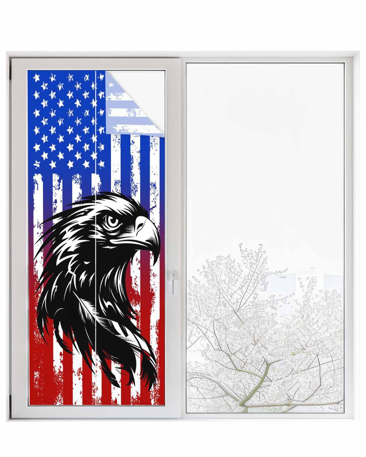 Window Privacy Film American Flag Stained Glass Window Film Decorative ...