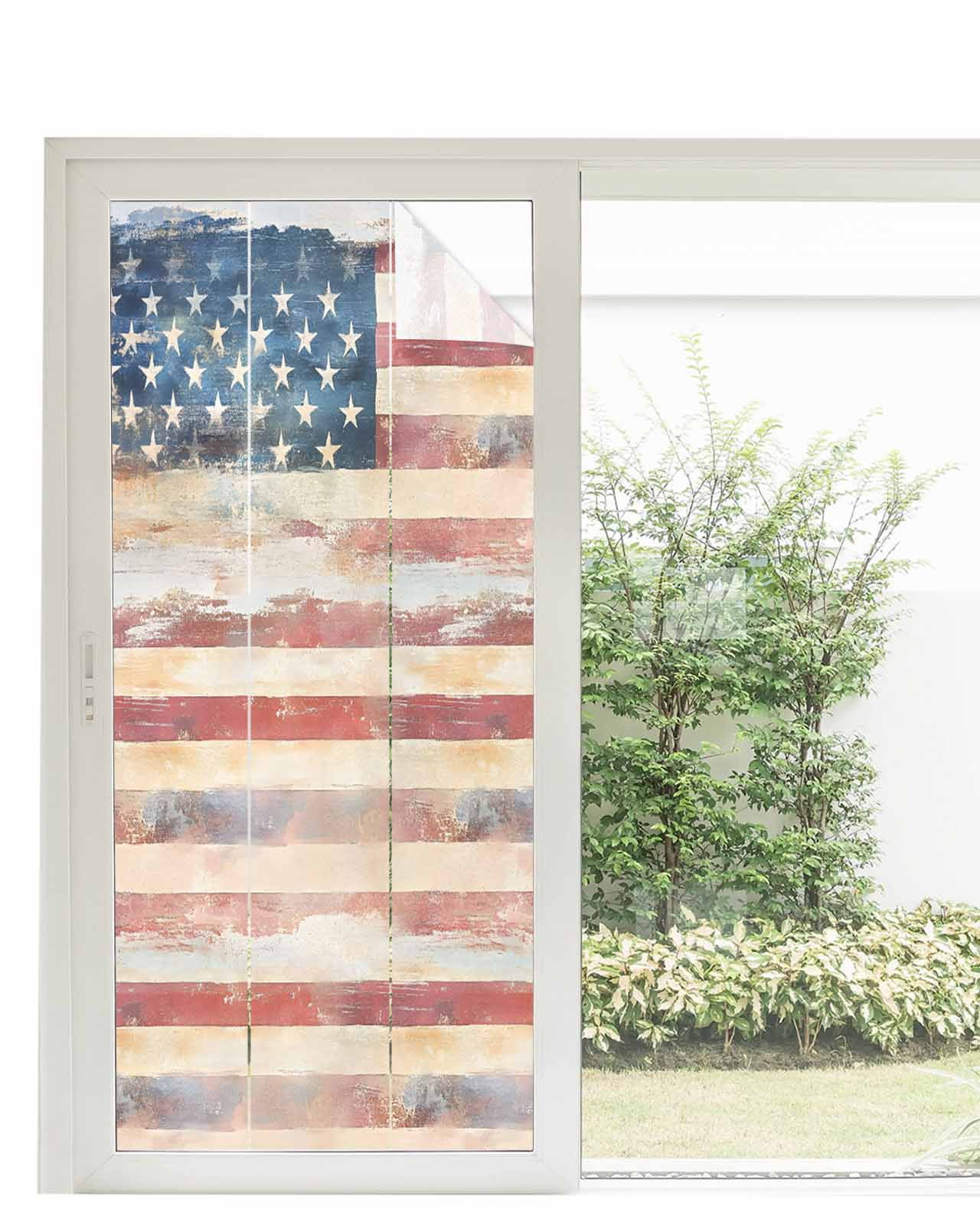 Window Privacy Film American Flag Stained Glass Window Film Decorative ...