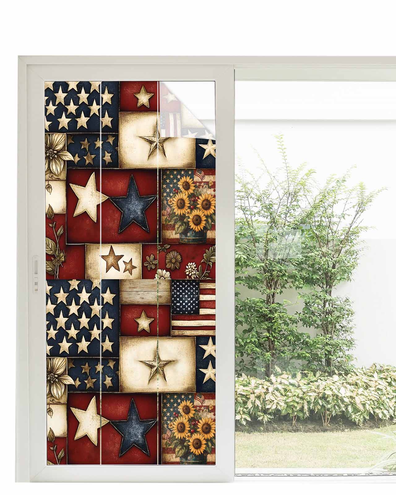 Window Privacy Film American Flag Stained Glass Window Film Decorative ...
