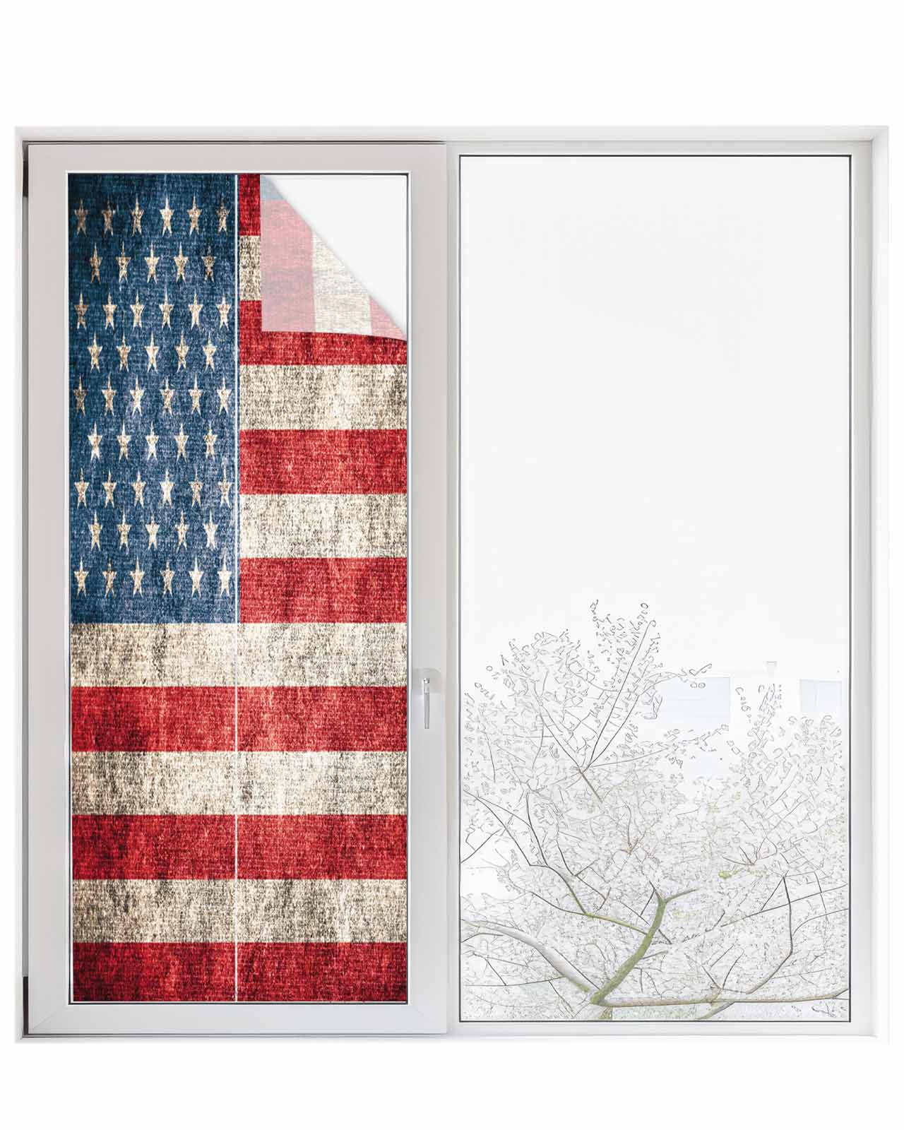 Window Privacy Film American Flag Stained Glass Window Film Decorative ...