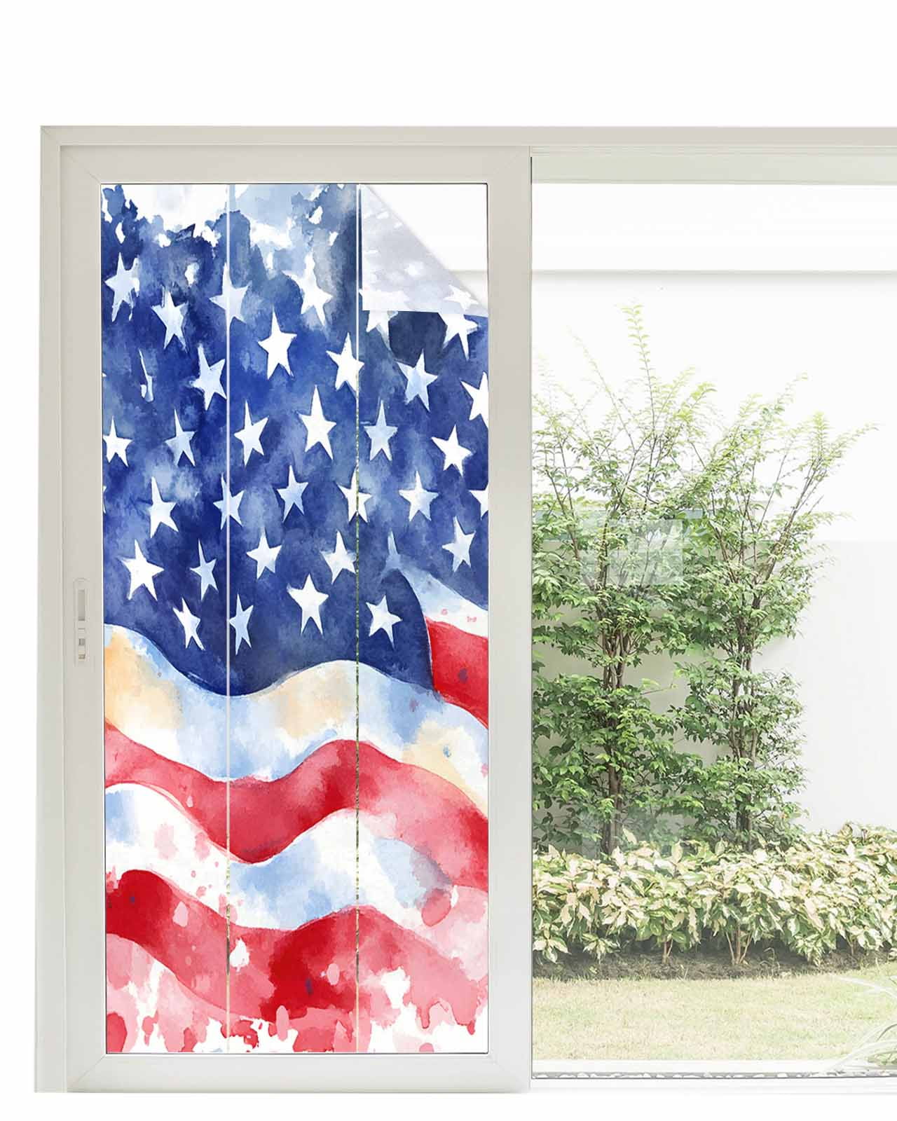 Window Privacy Film American Flag Stained Glass Window Film Decorative ...