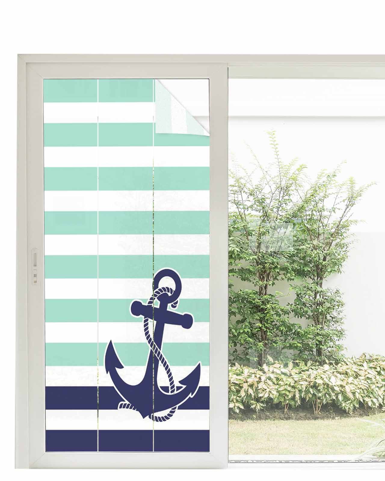 Window Privacy Film Anchor Auqa Stained Glass Window Film Decorative ...