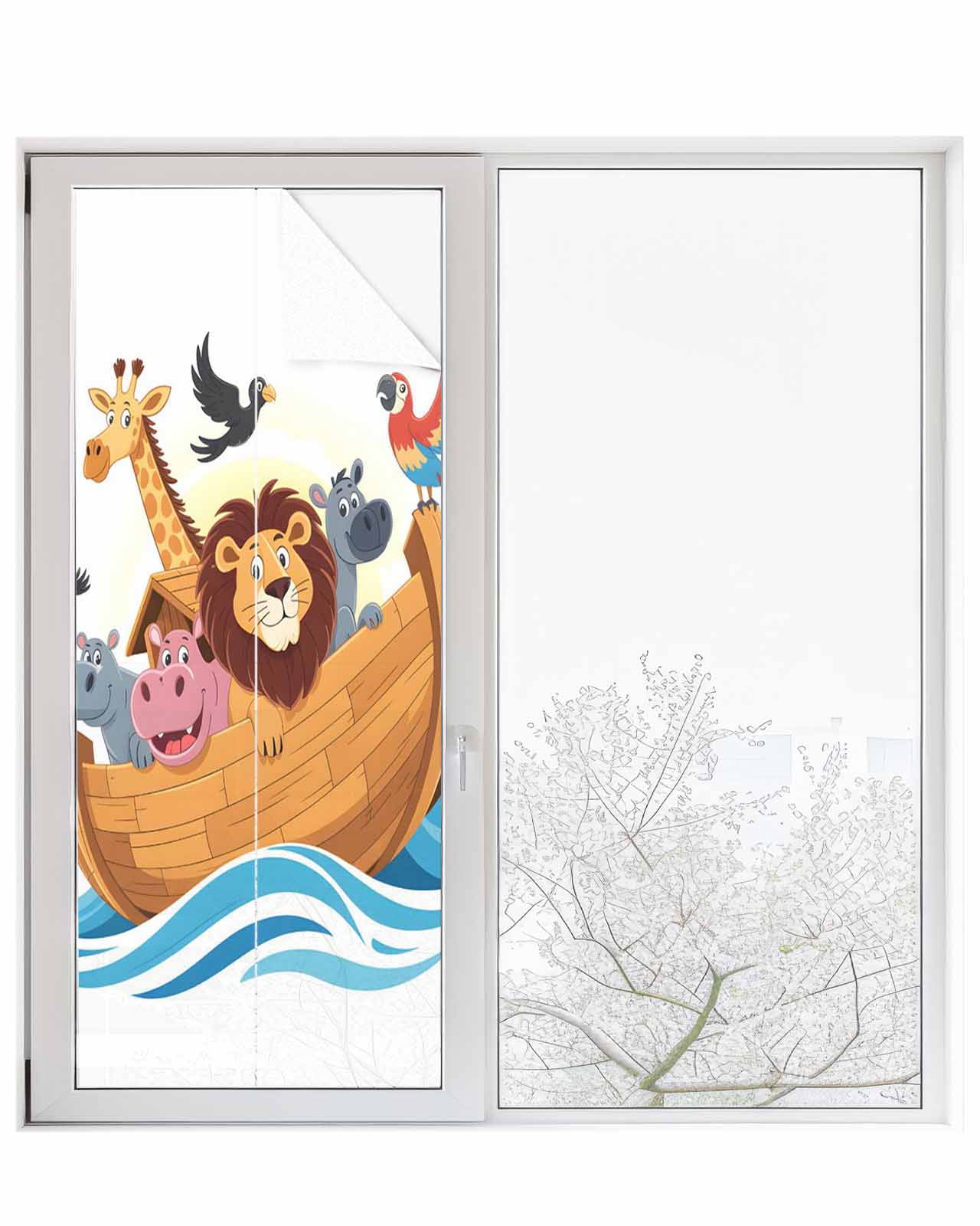 Window Privacy Film Animals Nautical Stained Glass Window Film ...