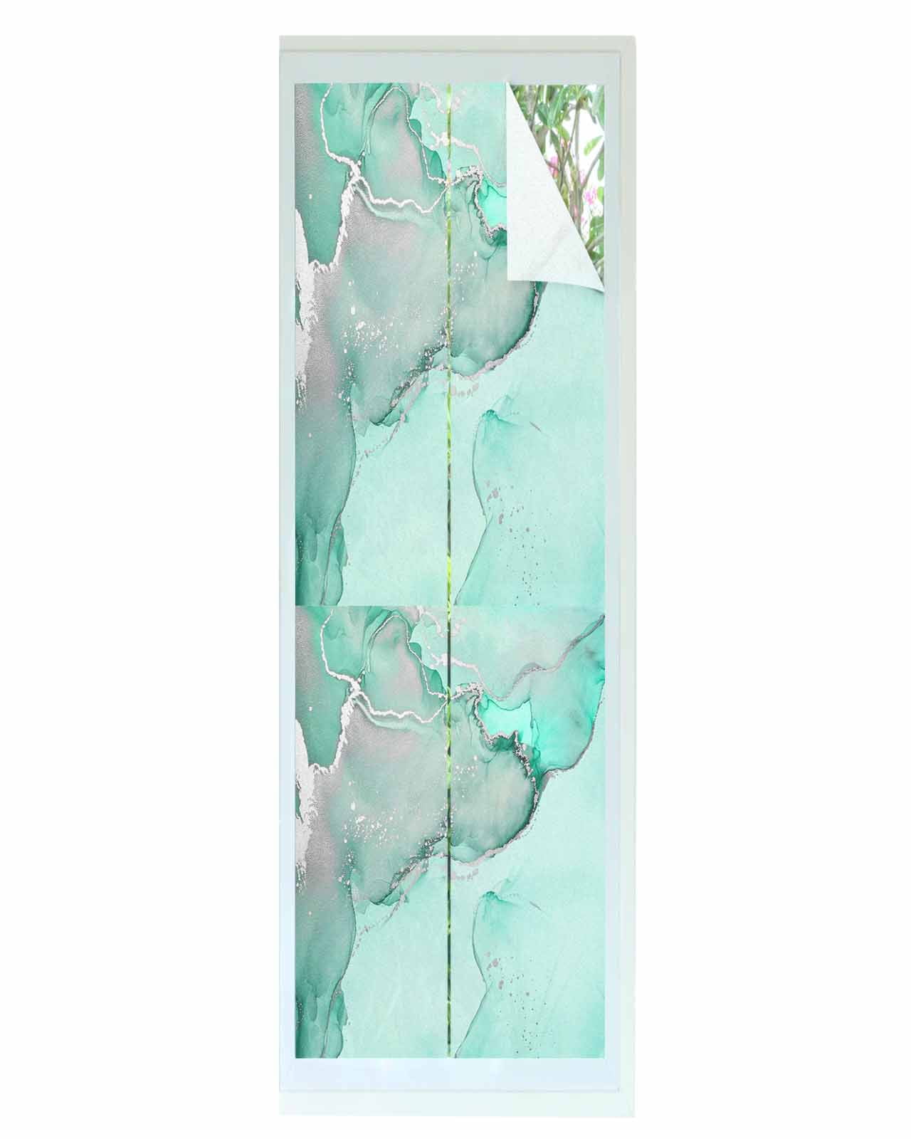 Window Privacy Film Aqua Marble Stained Glass Window Film Decorative ...
