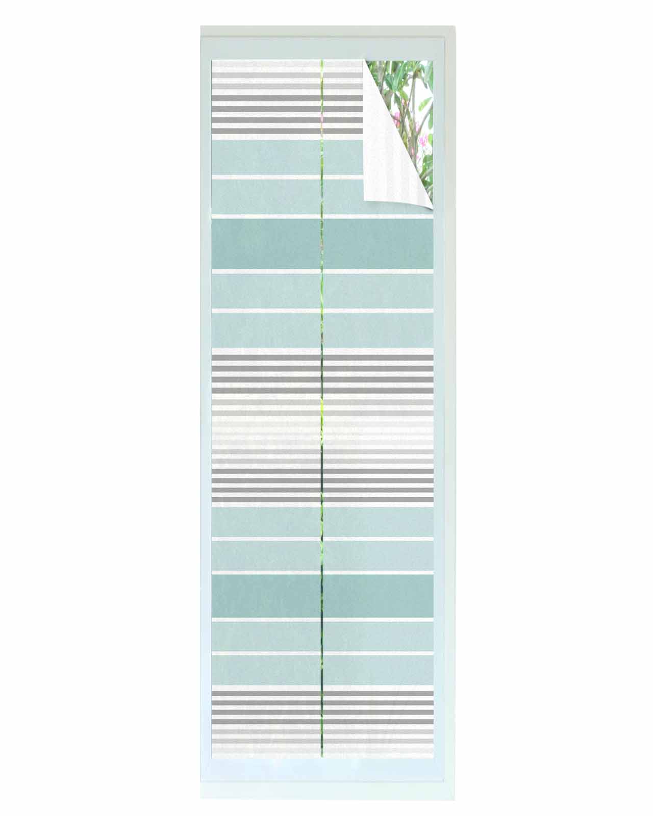 Window Privacy Film Aqua Ombre Stripes Stained Glass Window Film ...