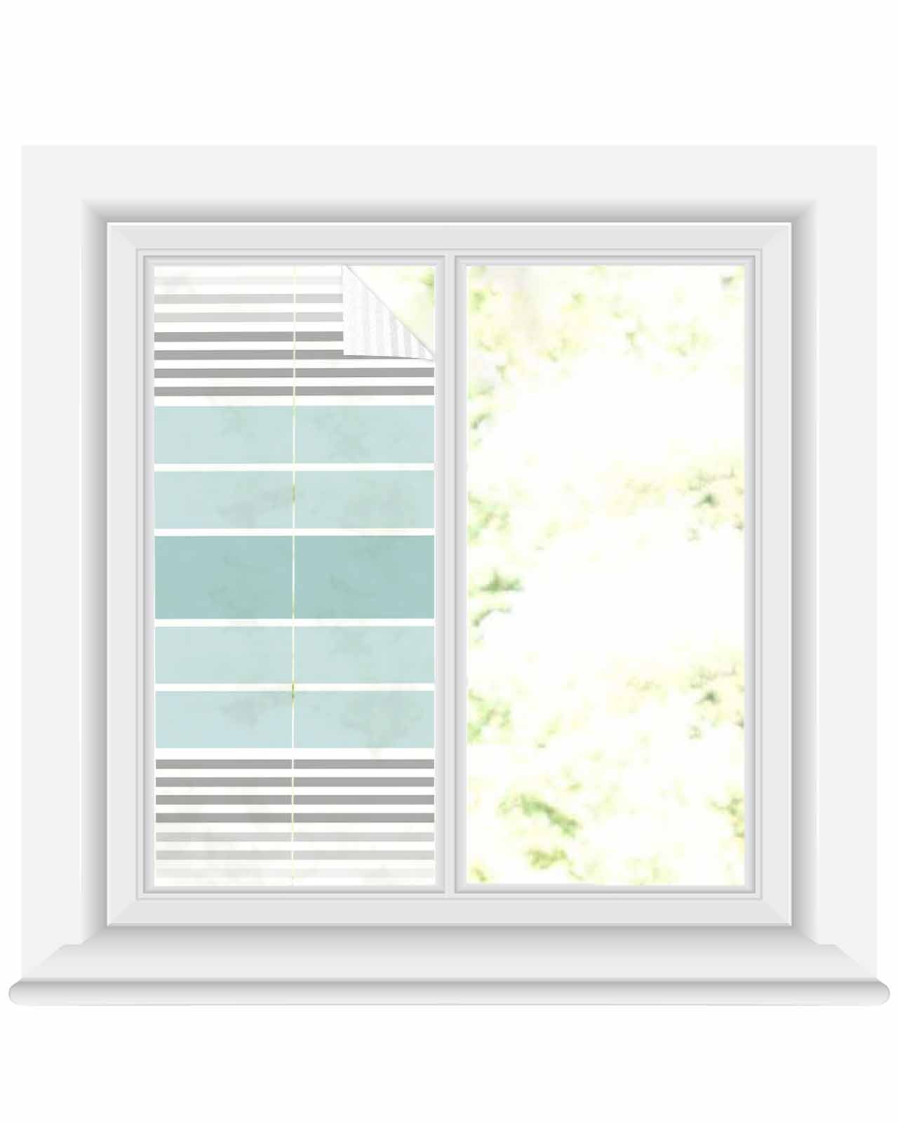 Window Privacy Film Aqua Ombre Stripes Stained Glass Window Film ...