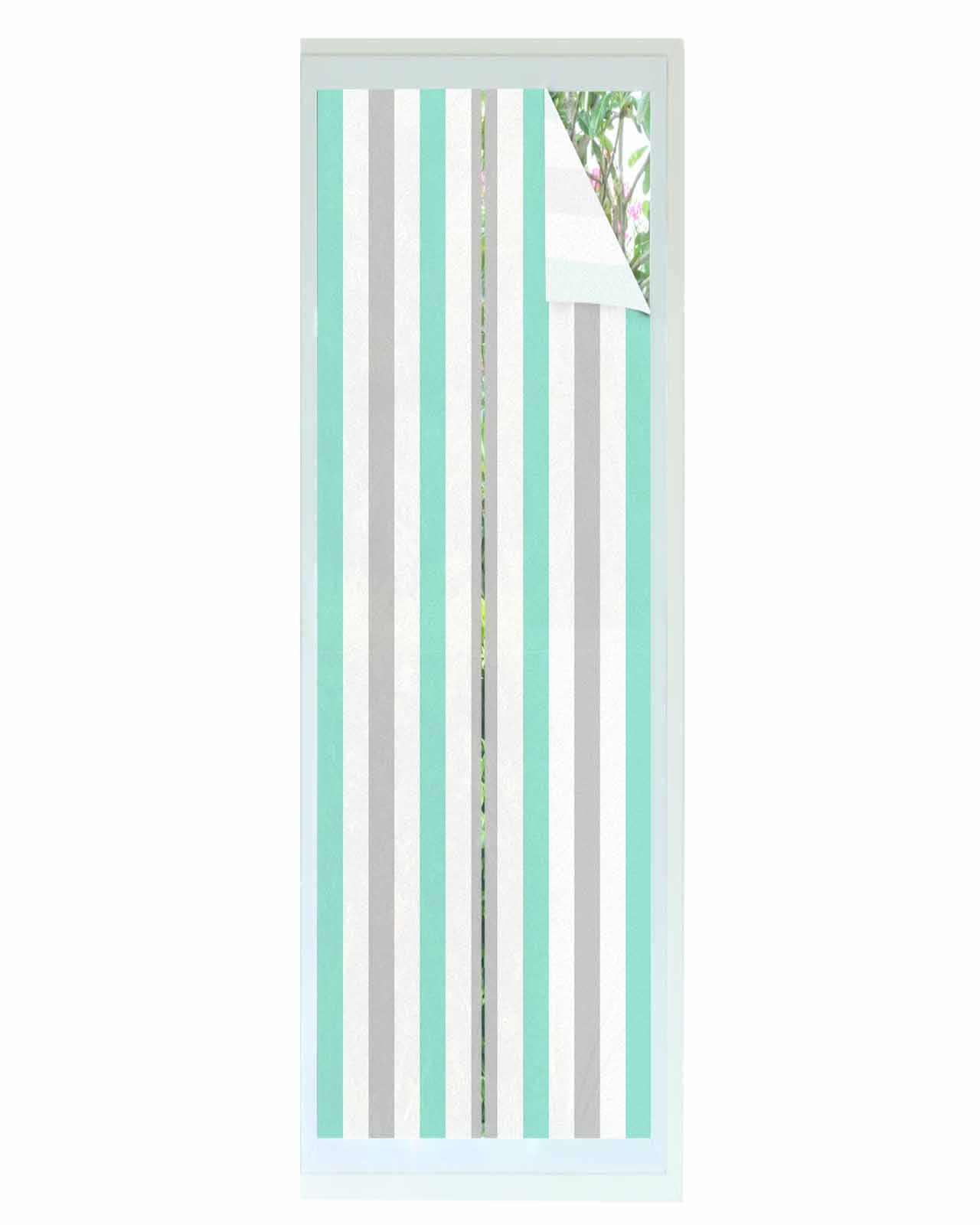 Window Privacy Film Aqua Stripe Stained Glass Window Film Decorative ...