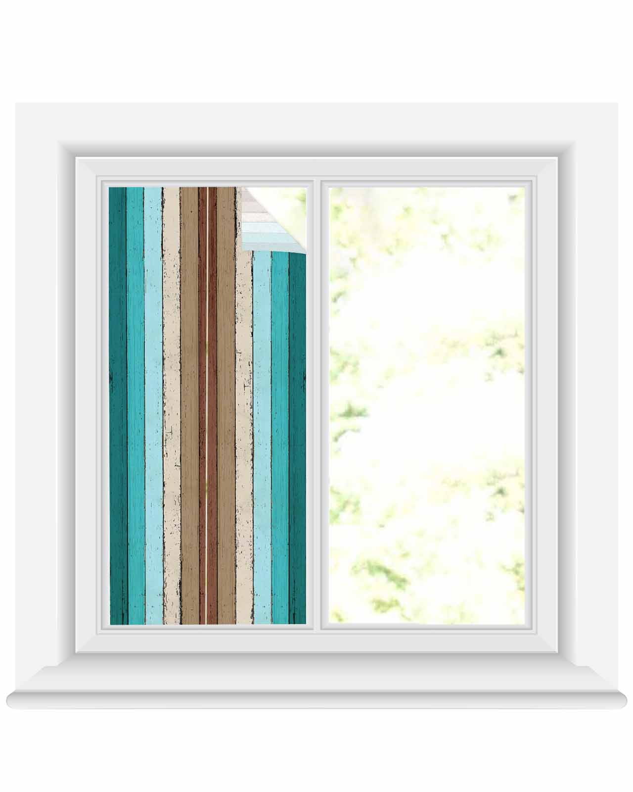 Window Privacy Film Aqua Teal Stained Glass Window Film Decorative Sun ...