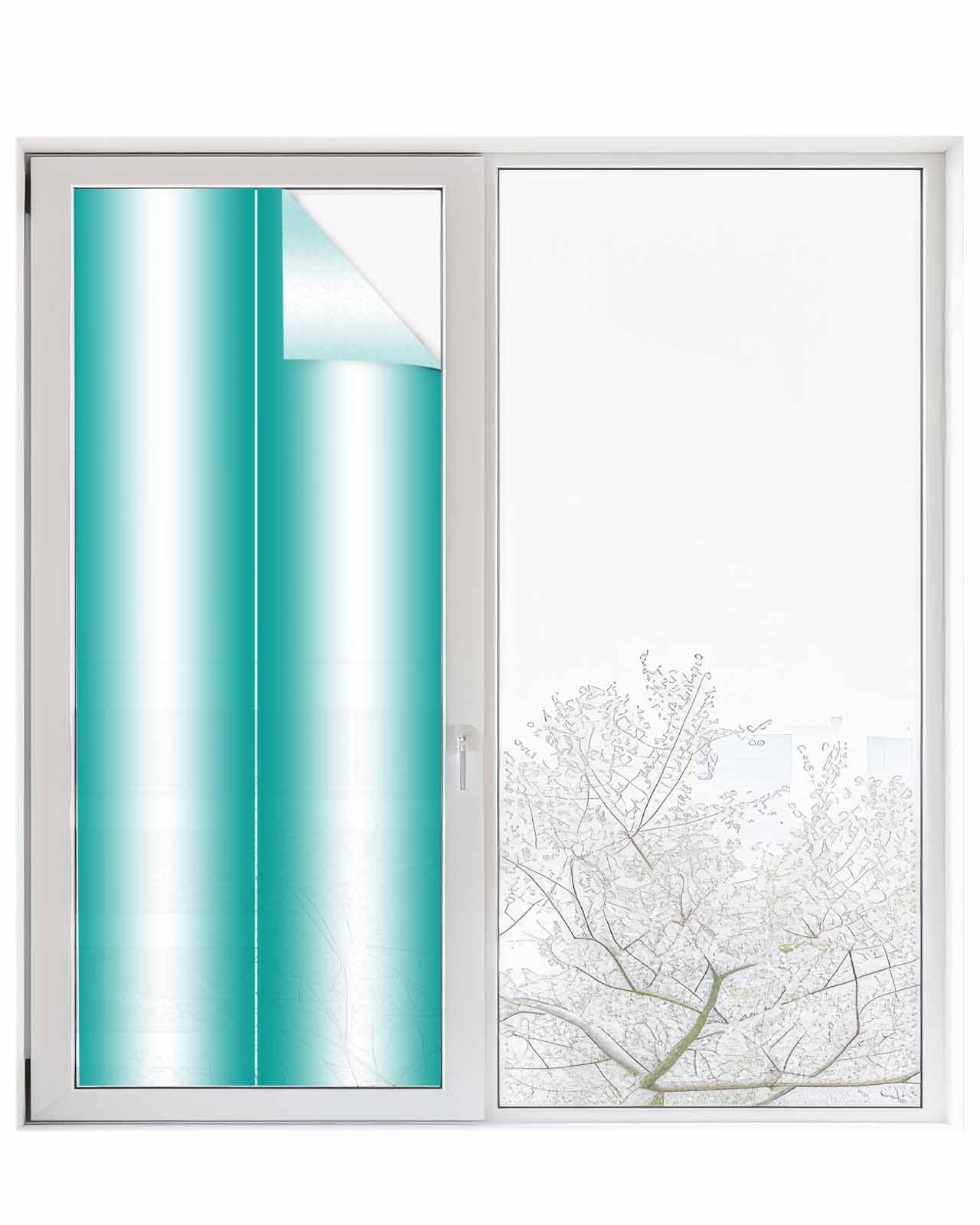 Window Privacy Film Aqua White Ombre Stained Glass Window Film ...
