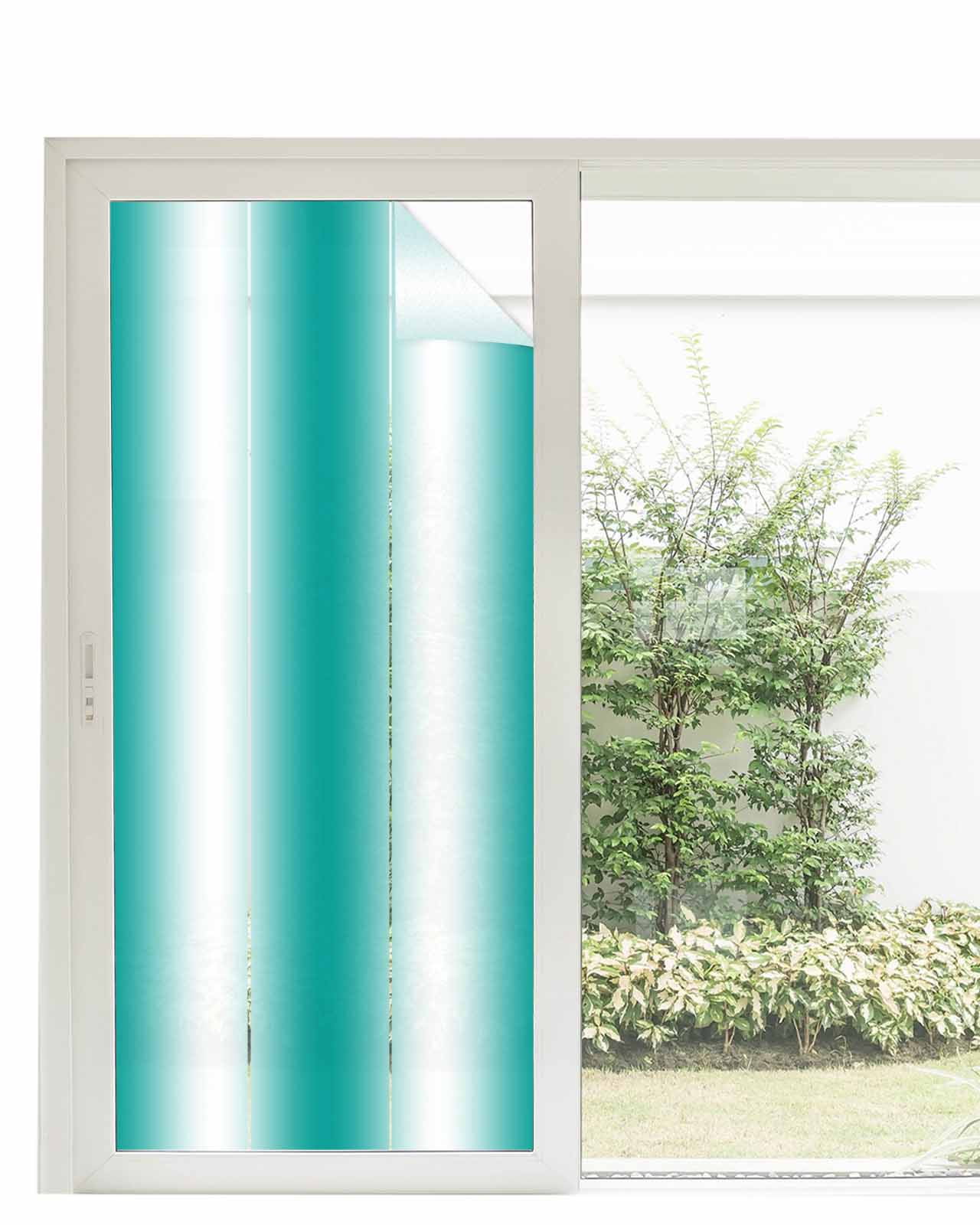 Window Privacy Film Aqua White Ombre Stained Glass Window Film ...