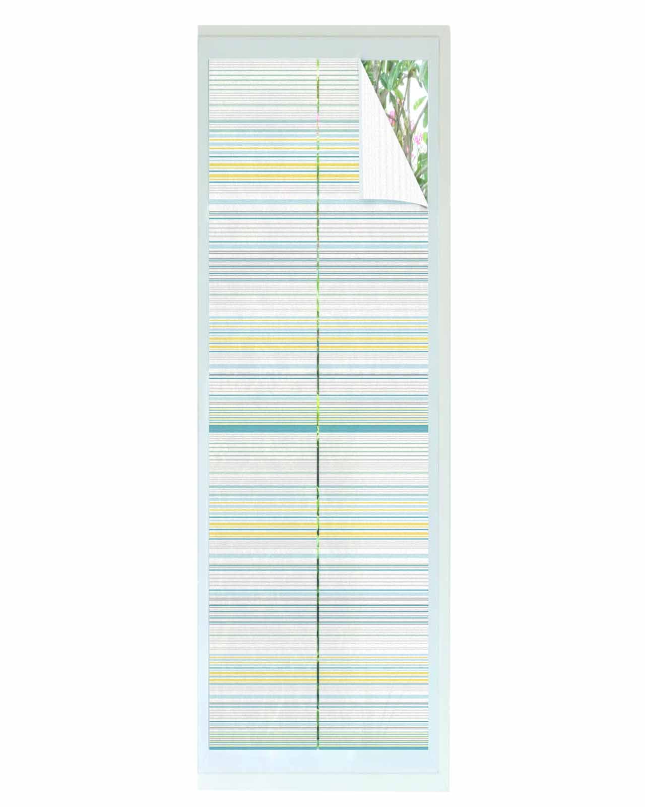 Window Privacy Film Aqua Yellow Stripe Stained Glass Window Film ...