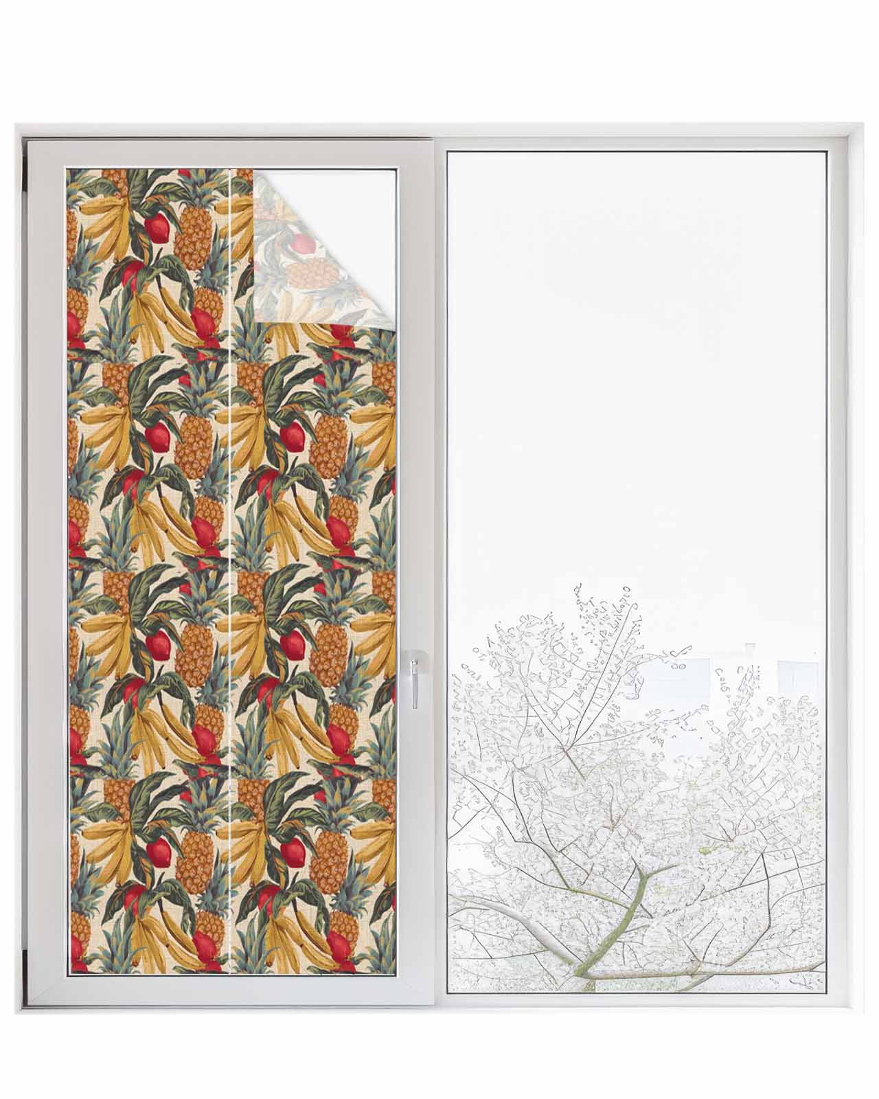 Window Privacy Film Banana Pineapple Stained Glass Window Film ...