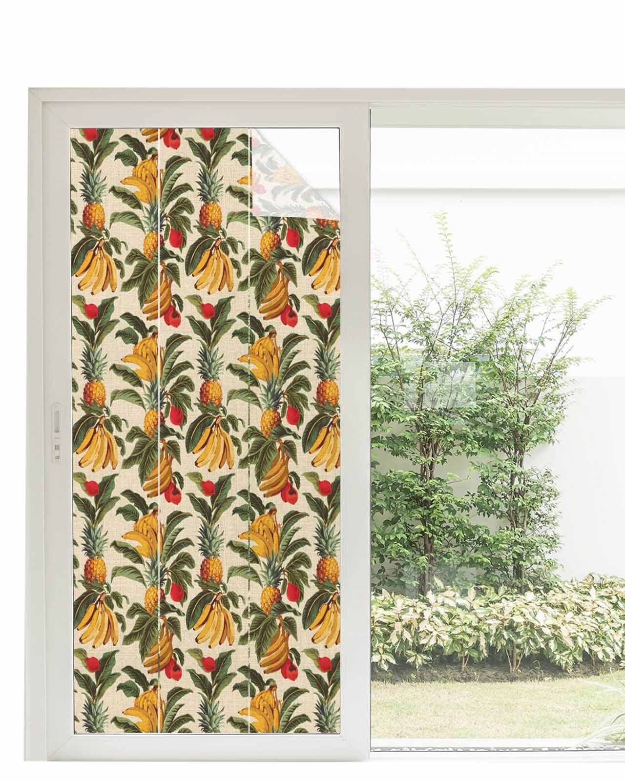 Window Privacy Film Banana Pineapple Stained Glass Window Film ...