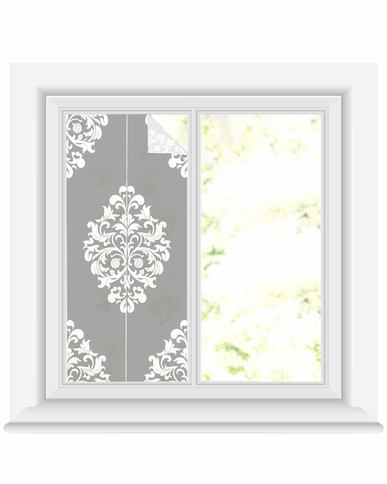 Window Privacy Film Baroque Grey Stained Glass Window Film Decorative ...