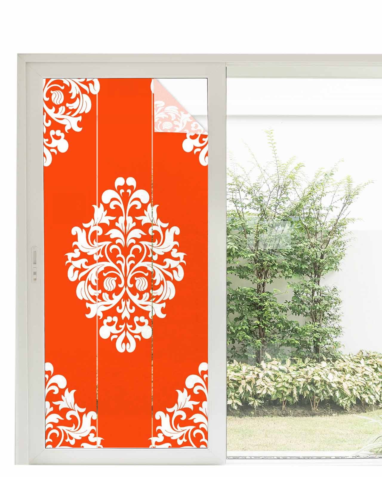 Window Privacy Film Baroque Red Stained Glass Window Film Decorative ...