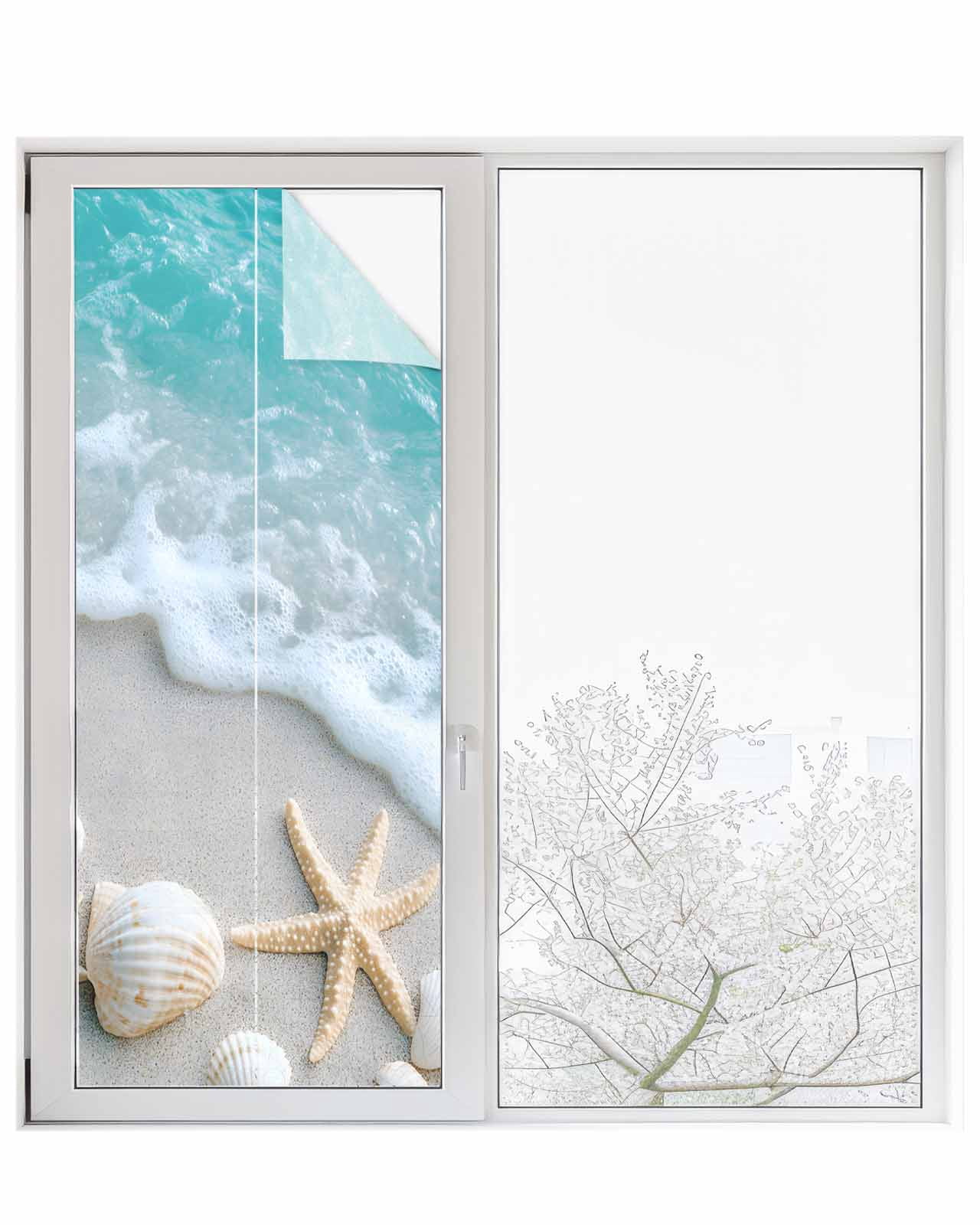 Window Privacy Film Beach Coastal Stained Glass Window Film Decorative ...