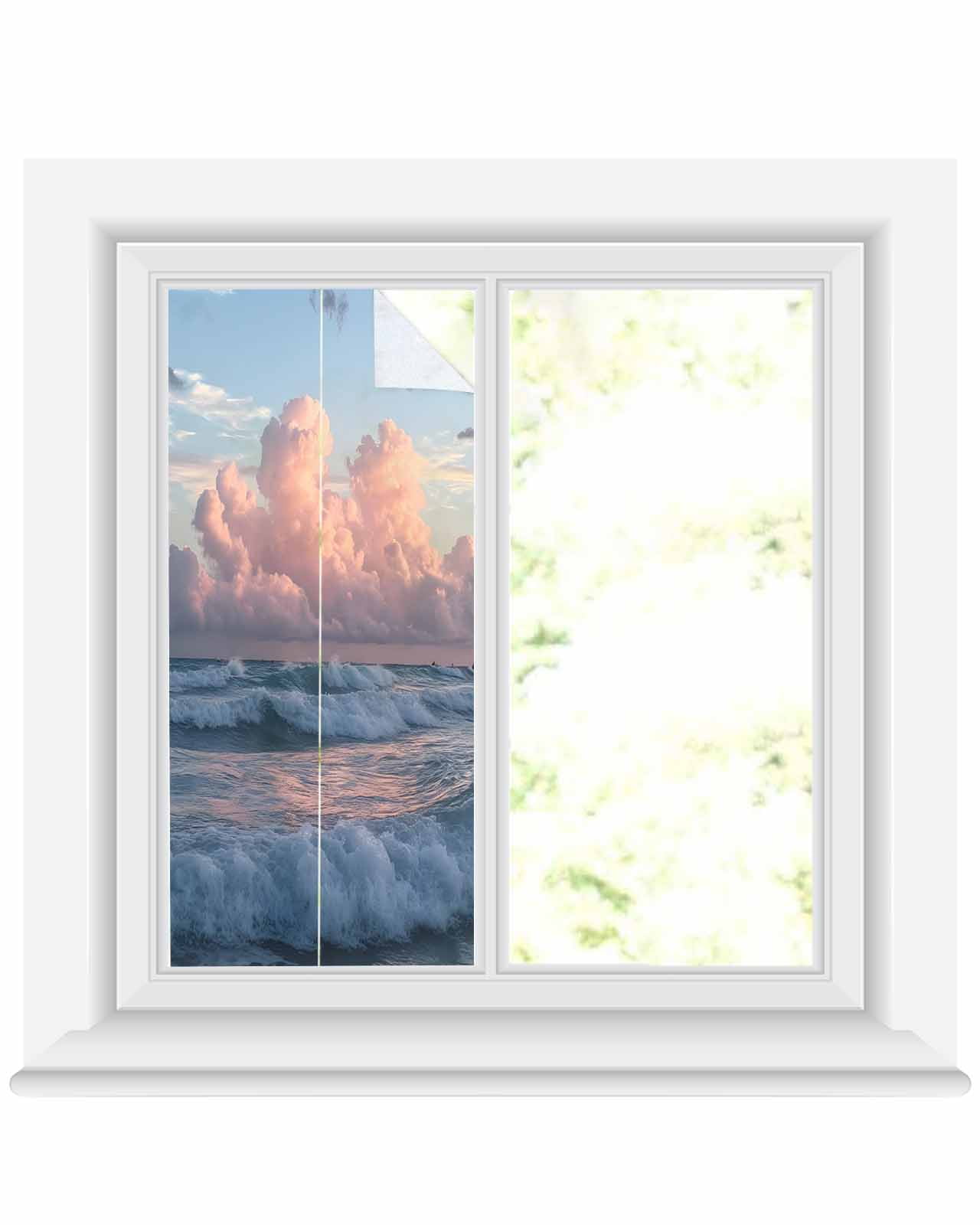 Window Privacy Film Beach Coastal Stained Glass Window Film Decorative ...
