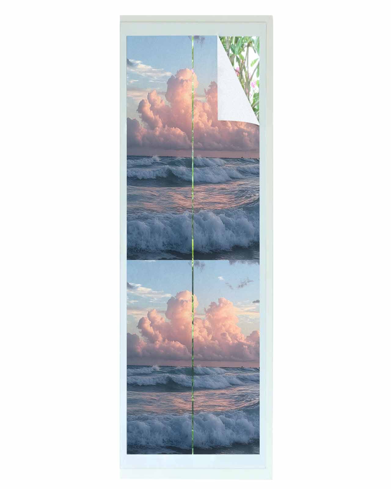 Window Privacy Film Beach Coastal Stained Glass Window Film Decorative ...