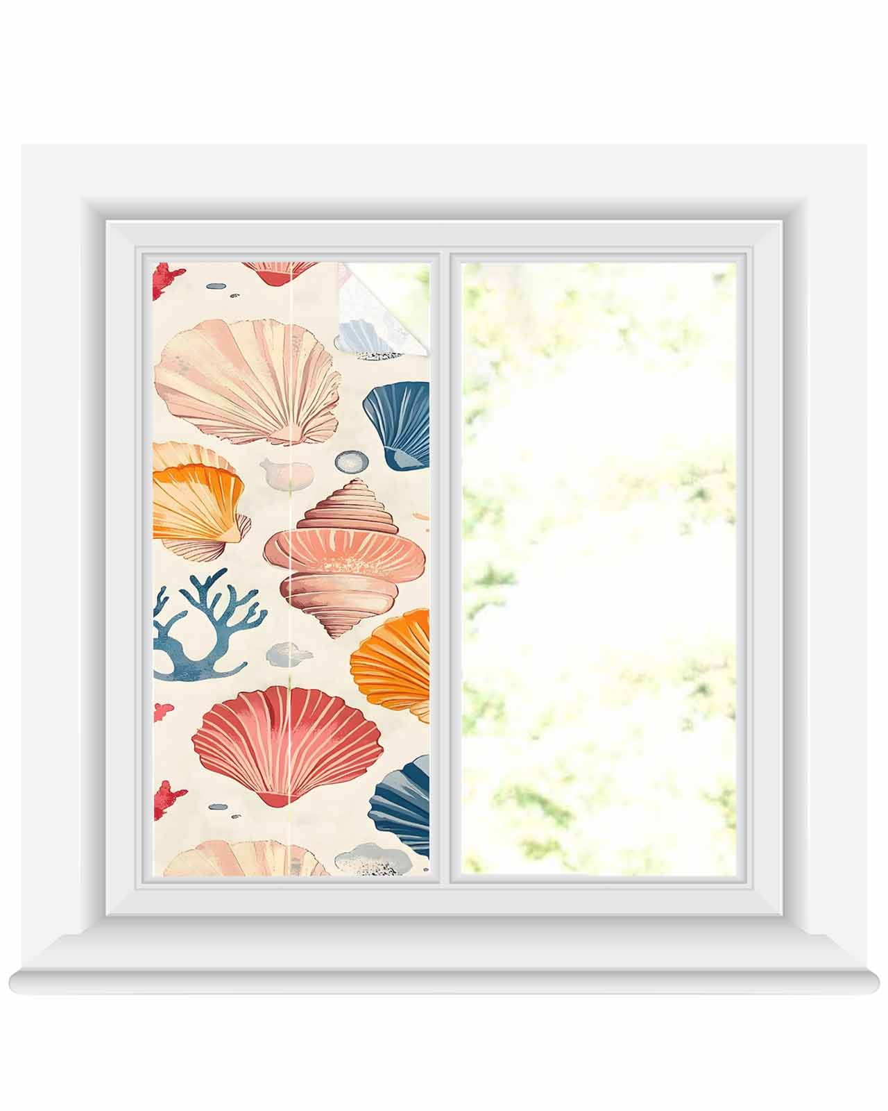 Window Privacy Film Beach Coastal Stained Glass Window Film Decorative ...