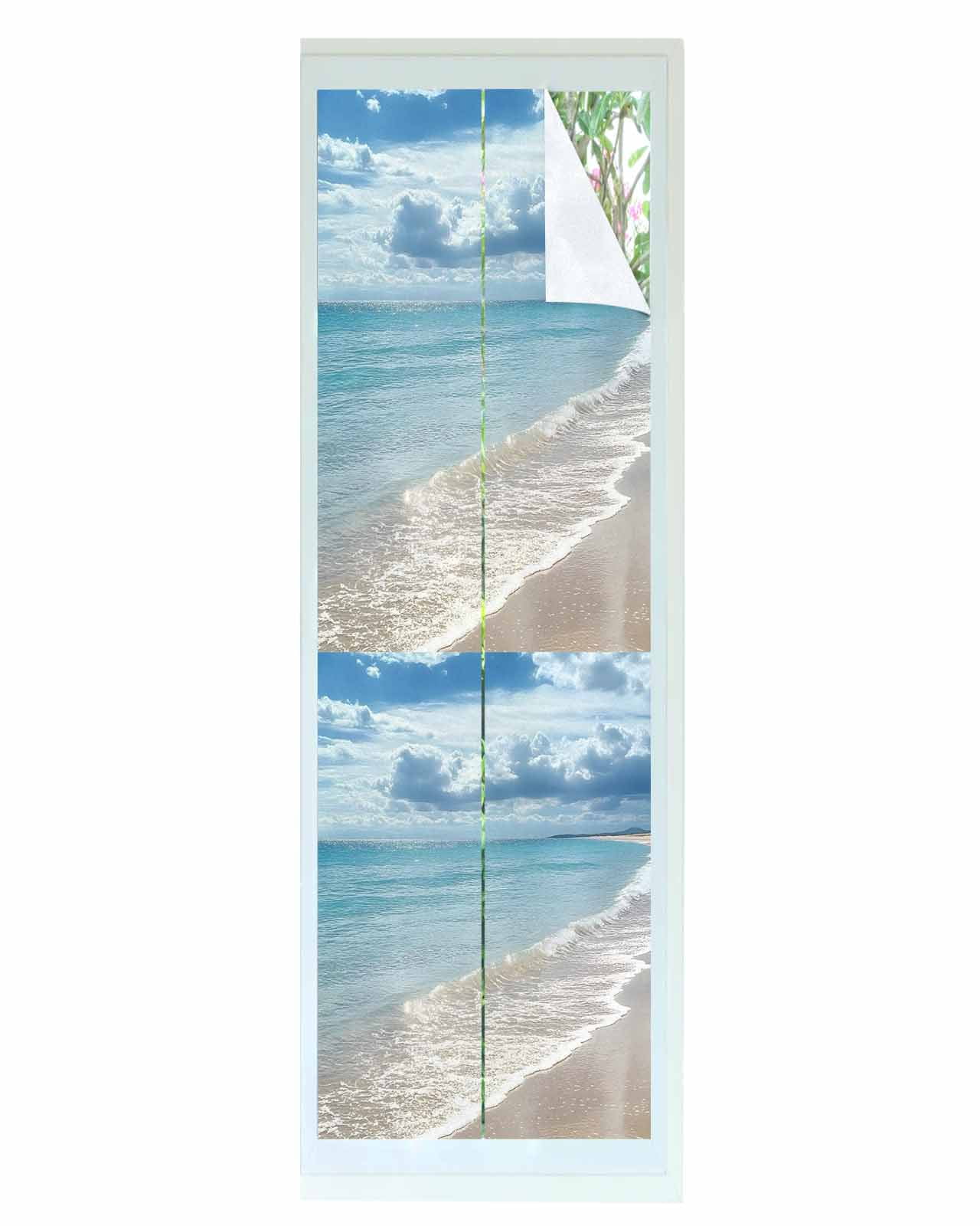 Window Privacy Film Beach Ocean Stained Glass Window Film Decorative ...