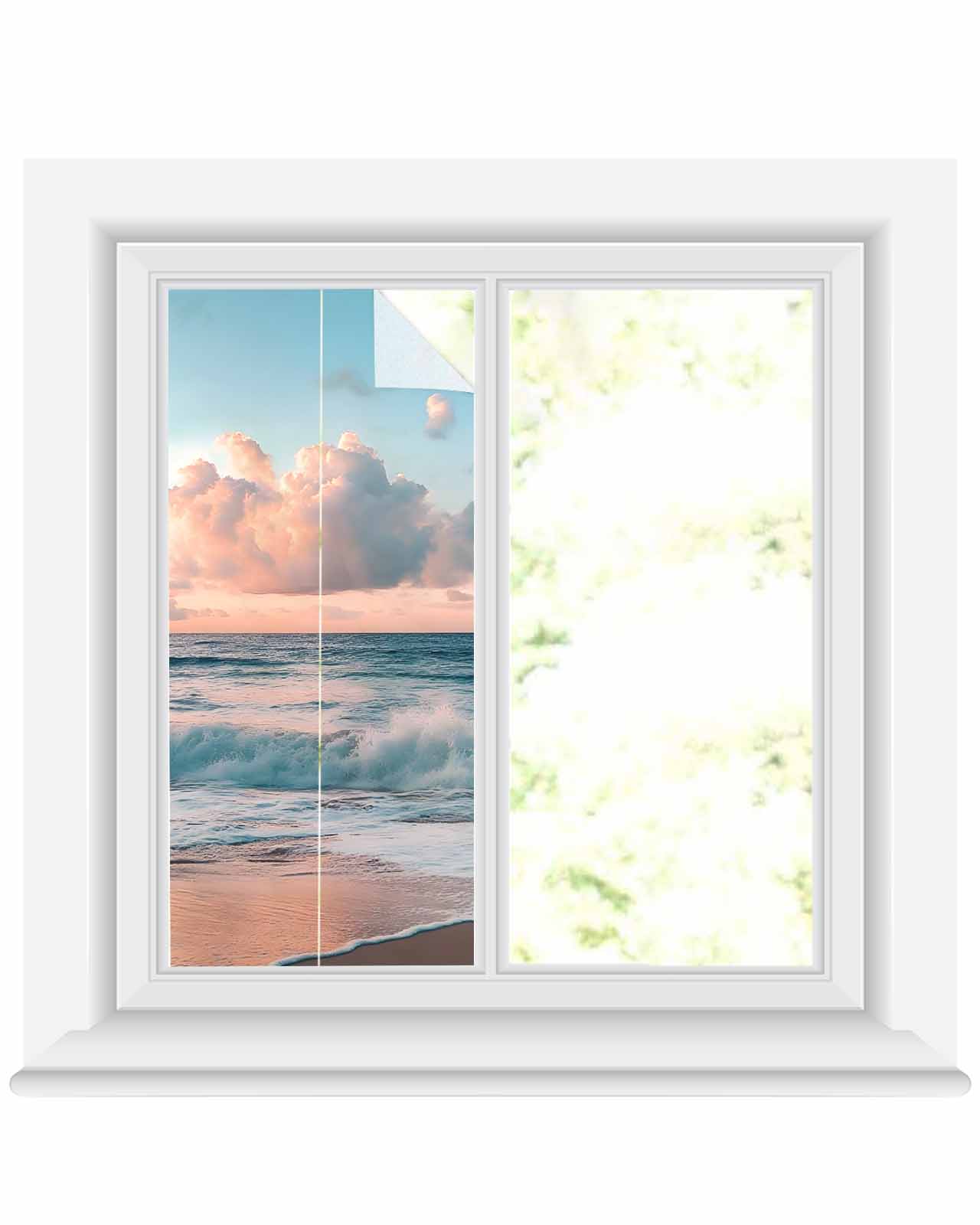 Window Privacy Film Beach Ocean Stained Glass Window Film Decorative ...