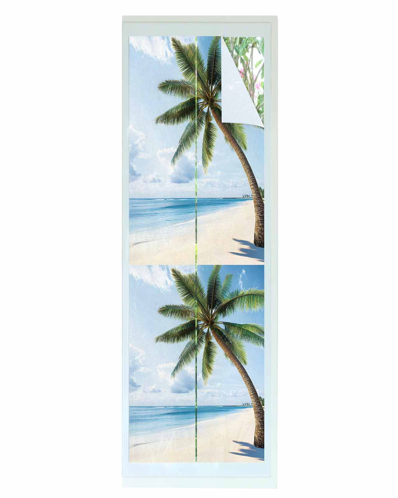 Window Privacy Film Beach Palm Tree Stained Glass Window Film ...