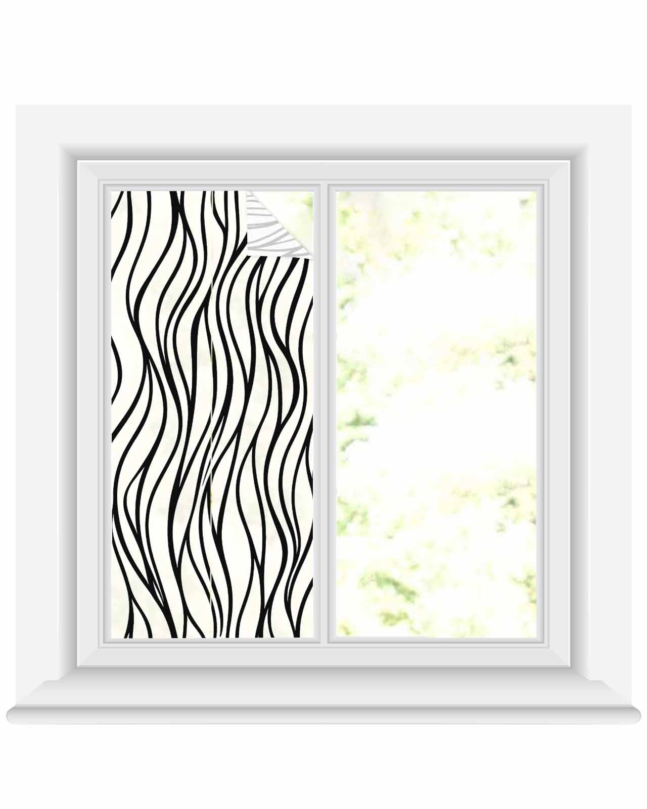 Window Privacy Film Beige Black Stripe Stained Glass Window Film ...
