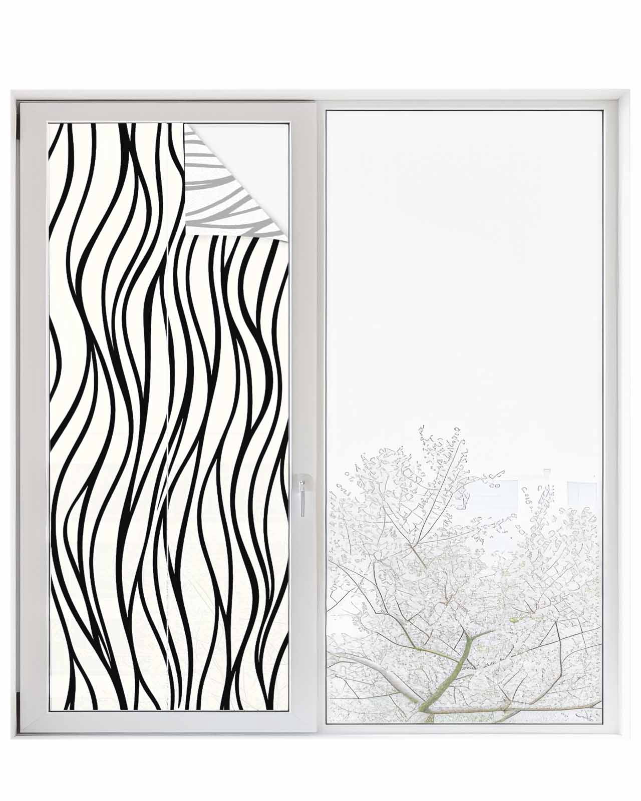 Window Privacy Film Beige Black Stripe Stained Glass Window Film ...