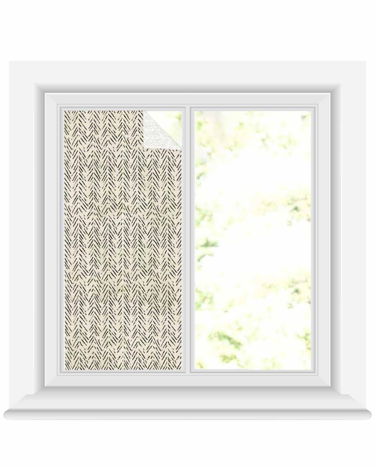 Window Privacy Film Beige Black Striped Stained Glass Window Film ...