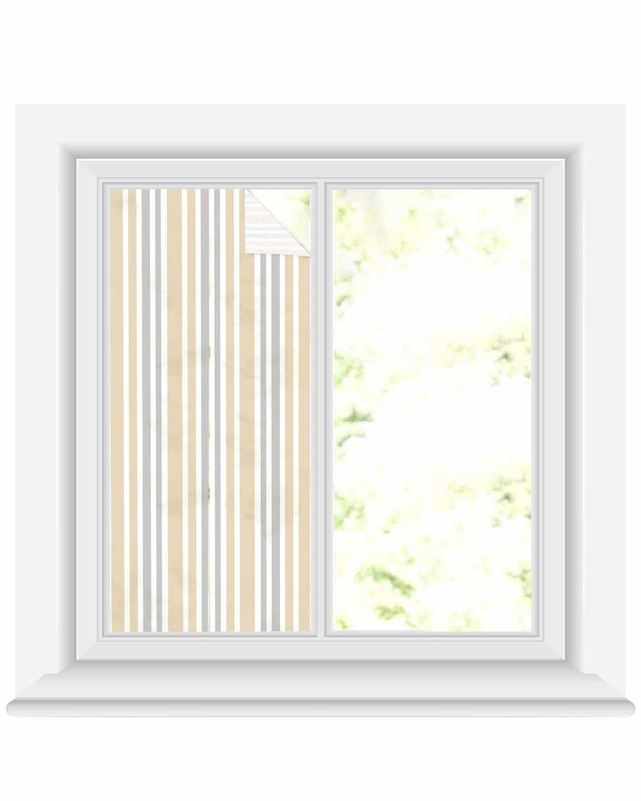 Window Privacy Film Beige Grey Stripe Stained Glass Window Film ...