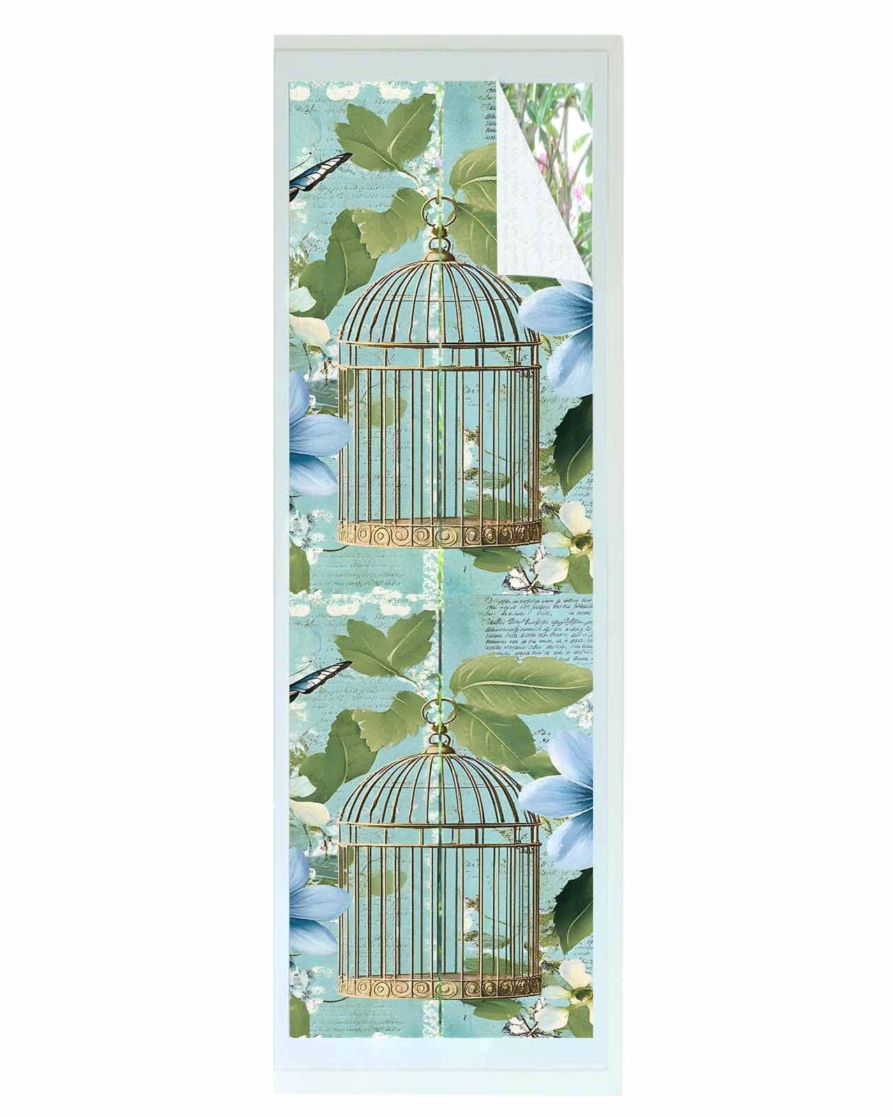Window Privacy Film Birds Cage Stained Glass Window Film Decorative Sun ...