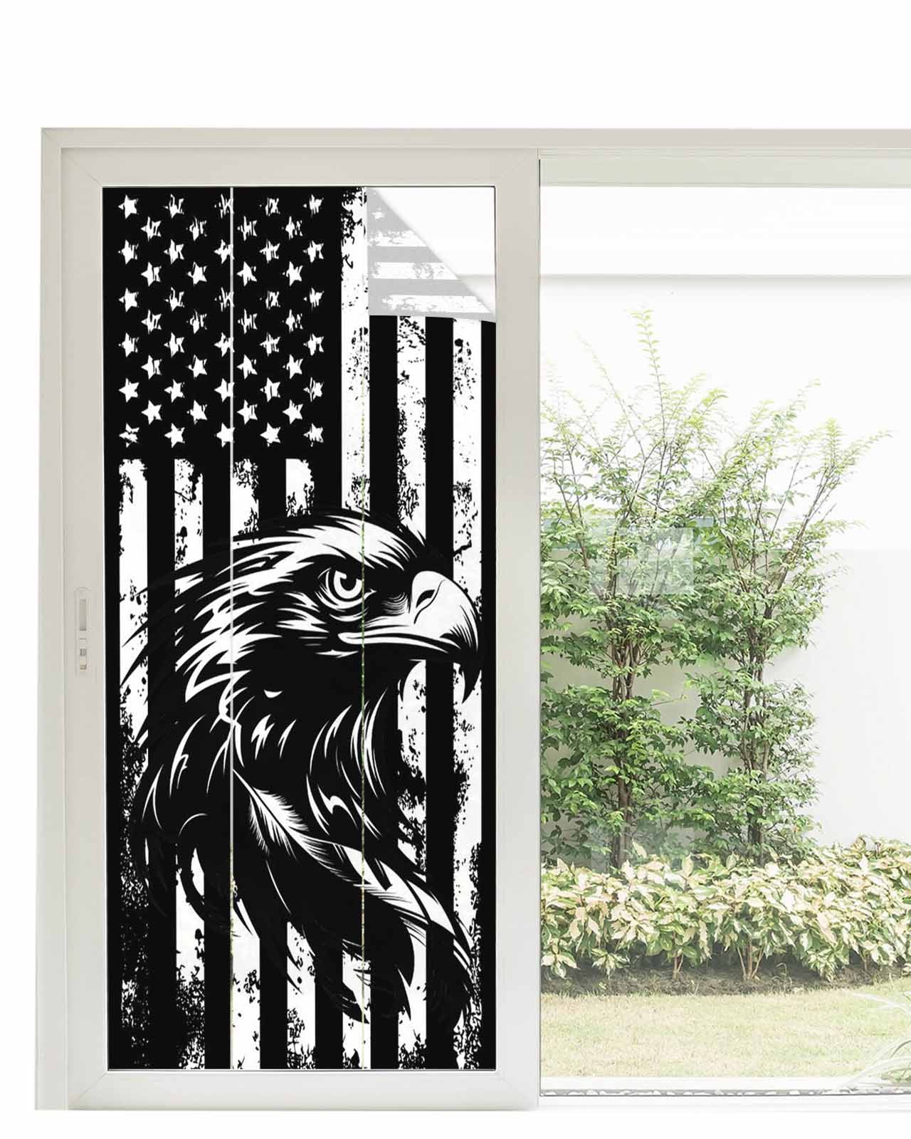 Window Privacy Film Black American Flag Stained Glass Window Film ...