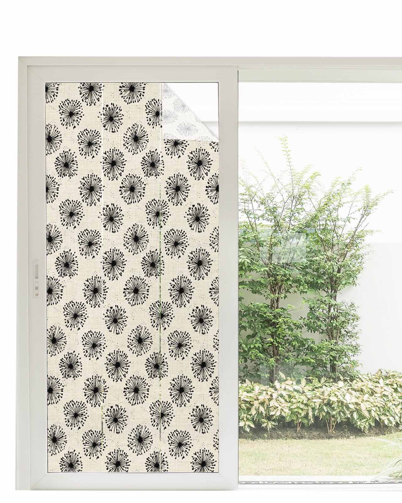 Window Privacy Film Black Beige Dandelion Stained Glass Window Film ...