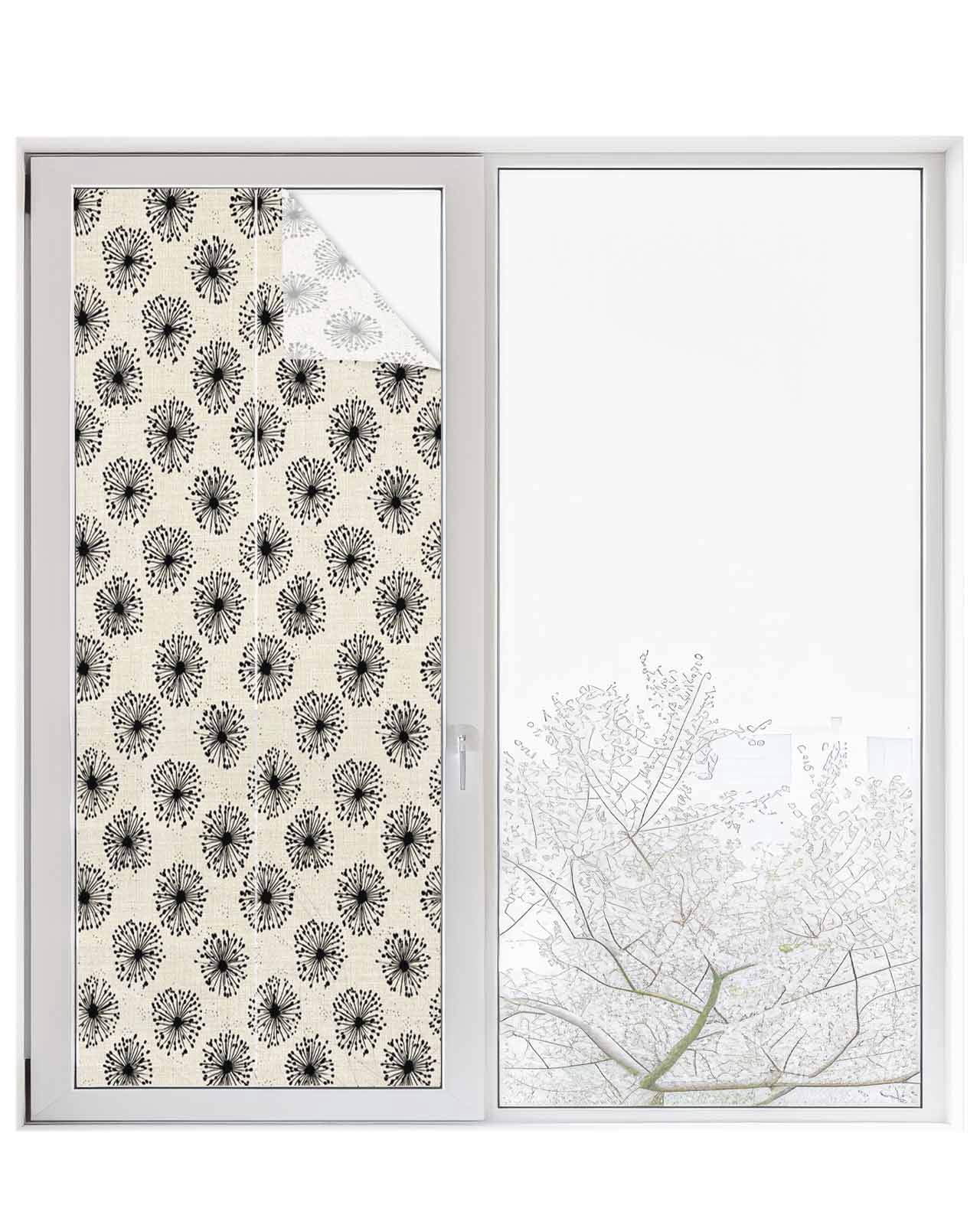 Window Privacy Film Black Beige Dandelion Stained Glass Window Film ...