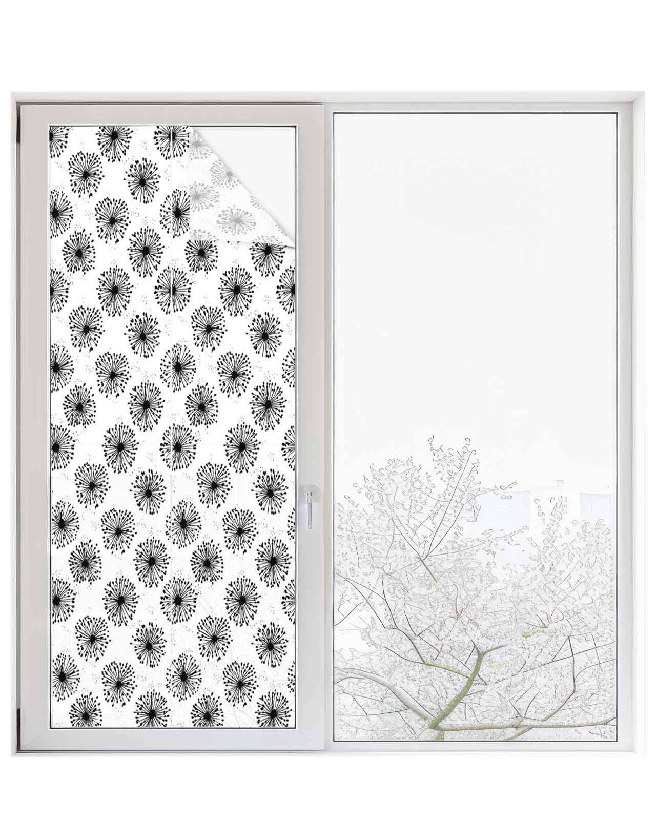 Window Privacy Film Black Dandelion Stained Glass Window Film ...