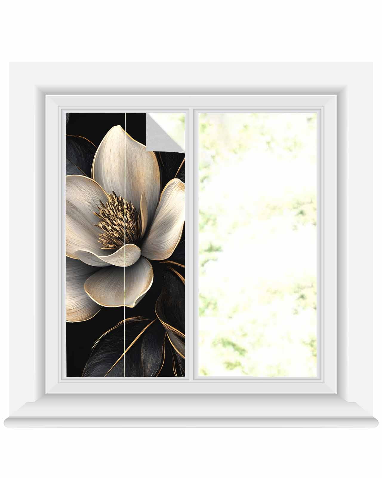 Window Privacy Film Black Gold Flower Stained Glass Window Film ...