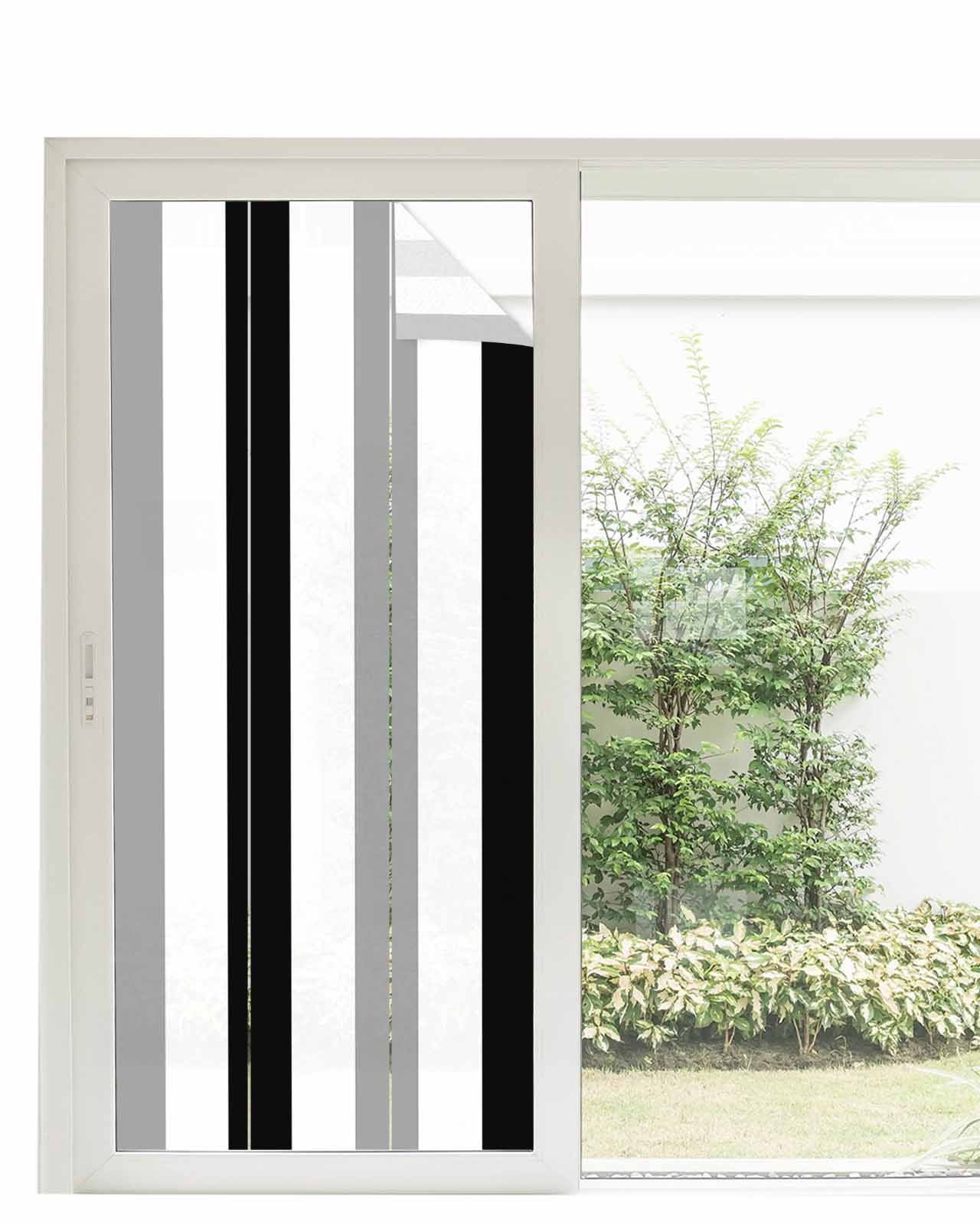 Window Privacy Film Black Gray Striped Stained Glass Window Film ...