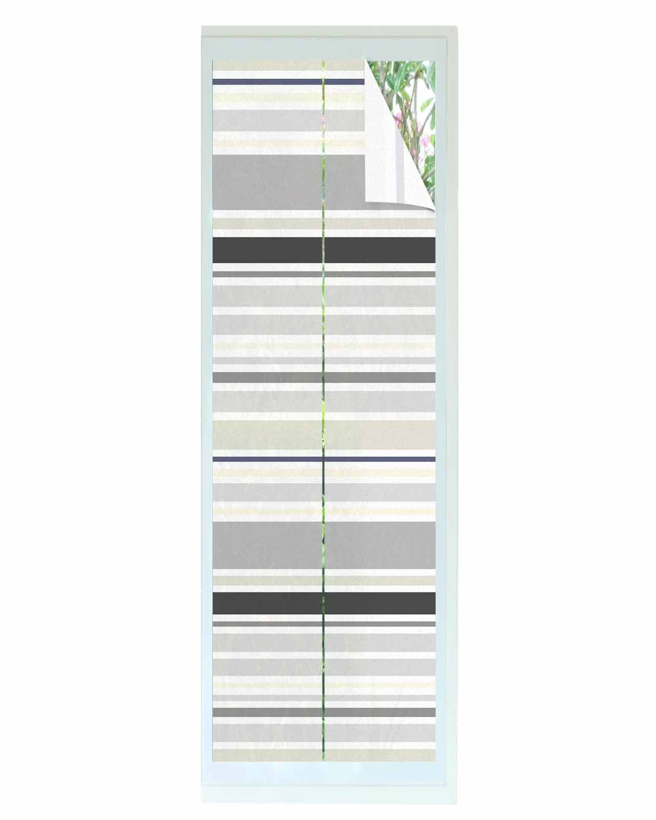 Window Privacy Film, Black Grey Brown Striped UV Sun Blocking Window ...