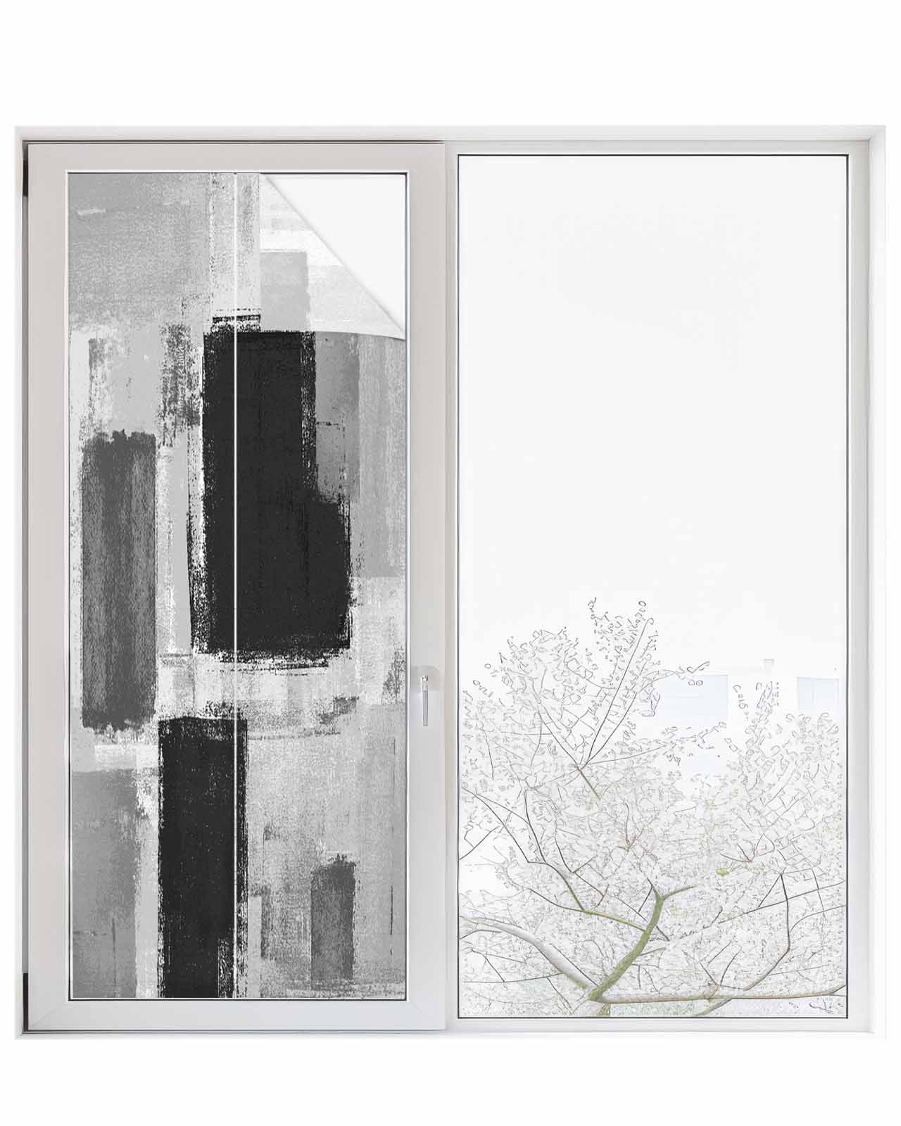 Window Privacy Film Black Grey Ombre Stained Glass Window Film ...
