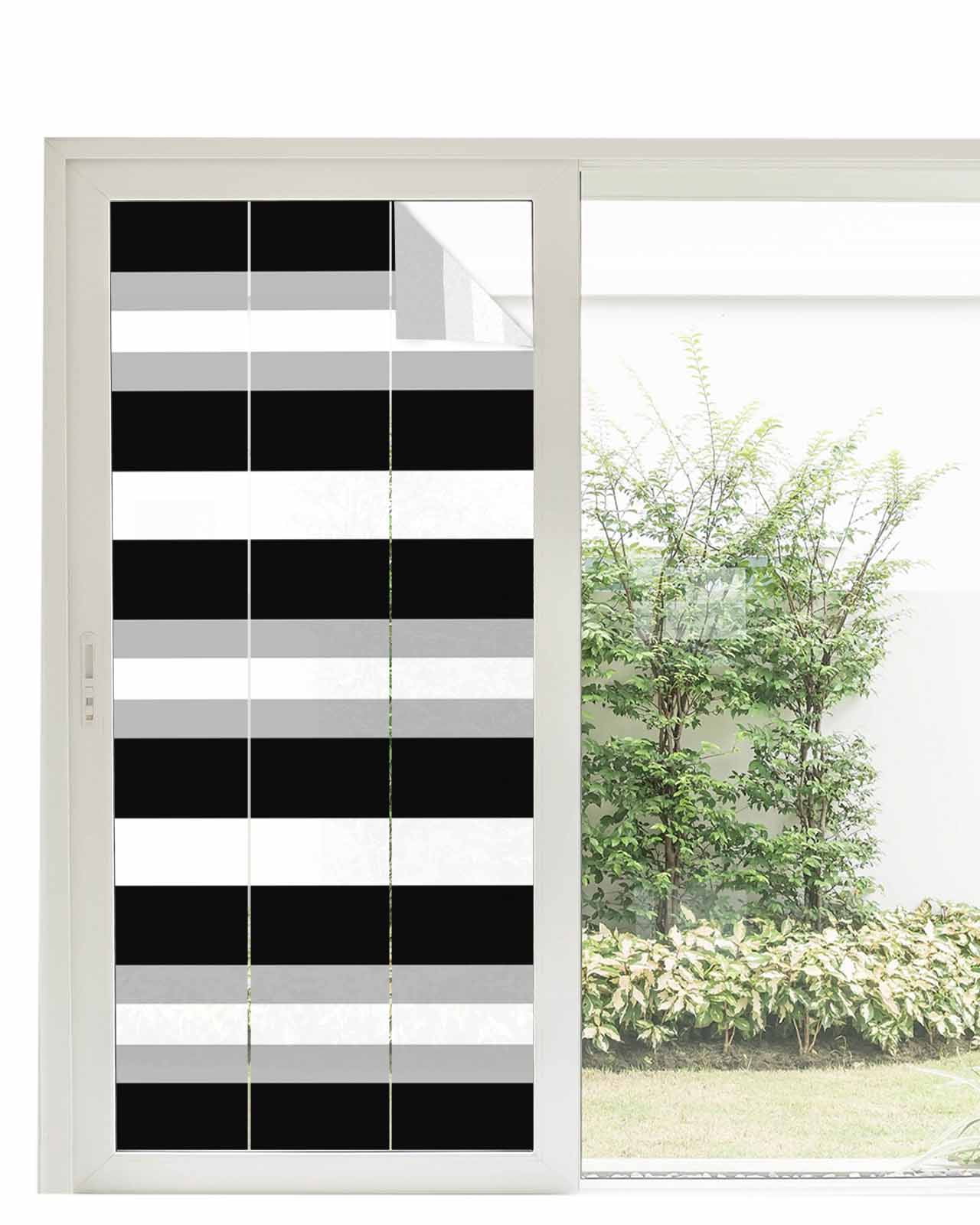 Window Privacy Film Black Grey Stripe Stained Glass Window Film ...