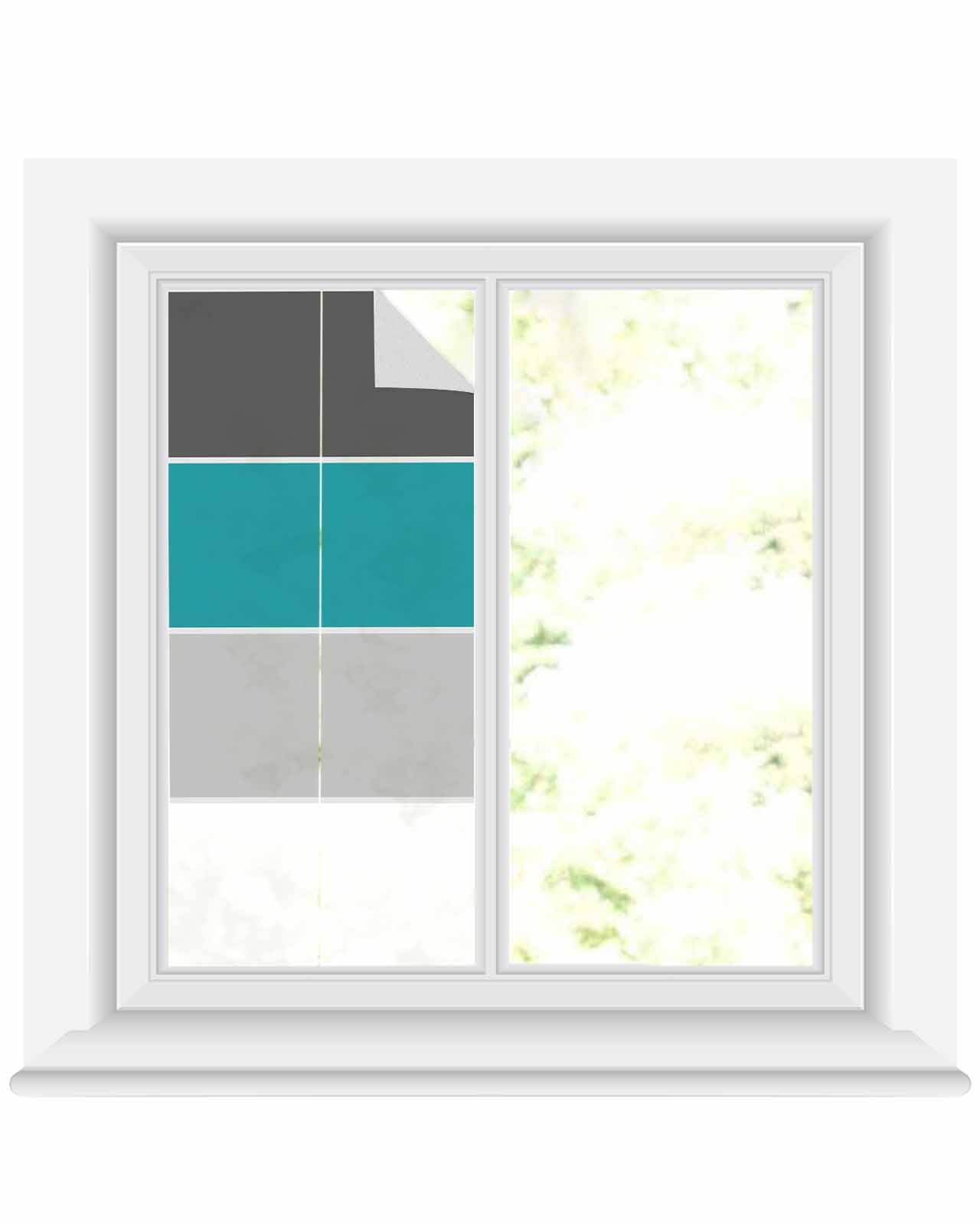 Window Privacy Film, Black Grey Teal Striped UV Sun Blocking Window ...