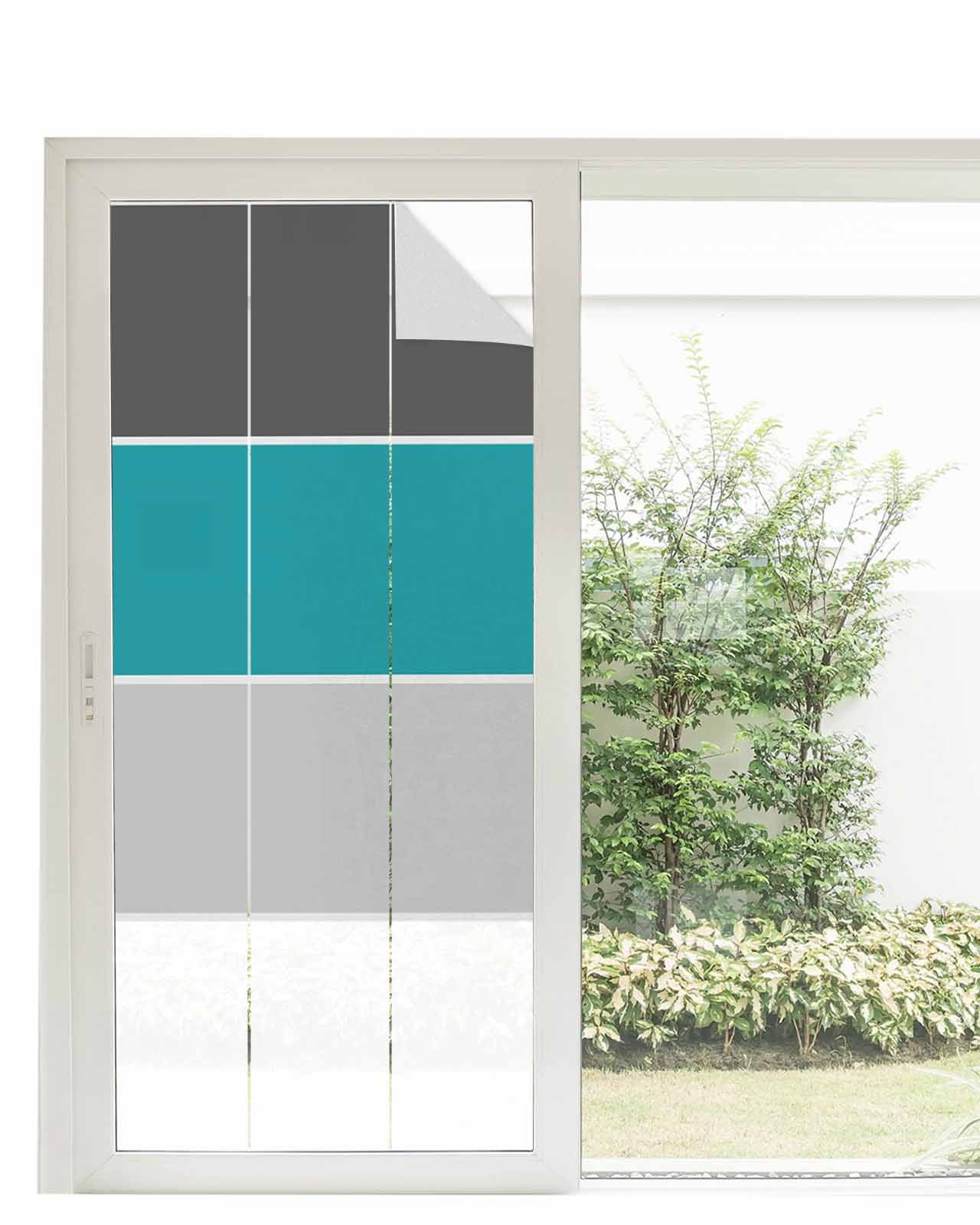 Window Privacy Film, Black Grey Teal Striped UV Sun Blocking Window ...