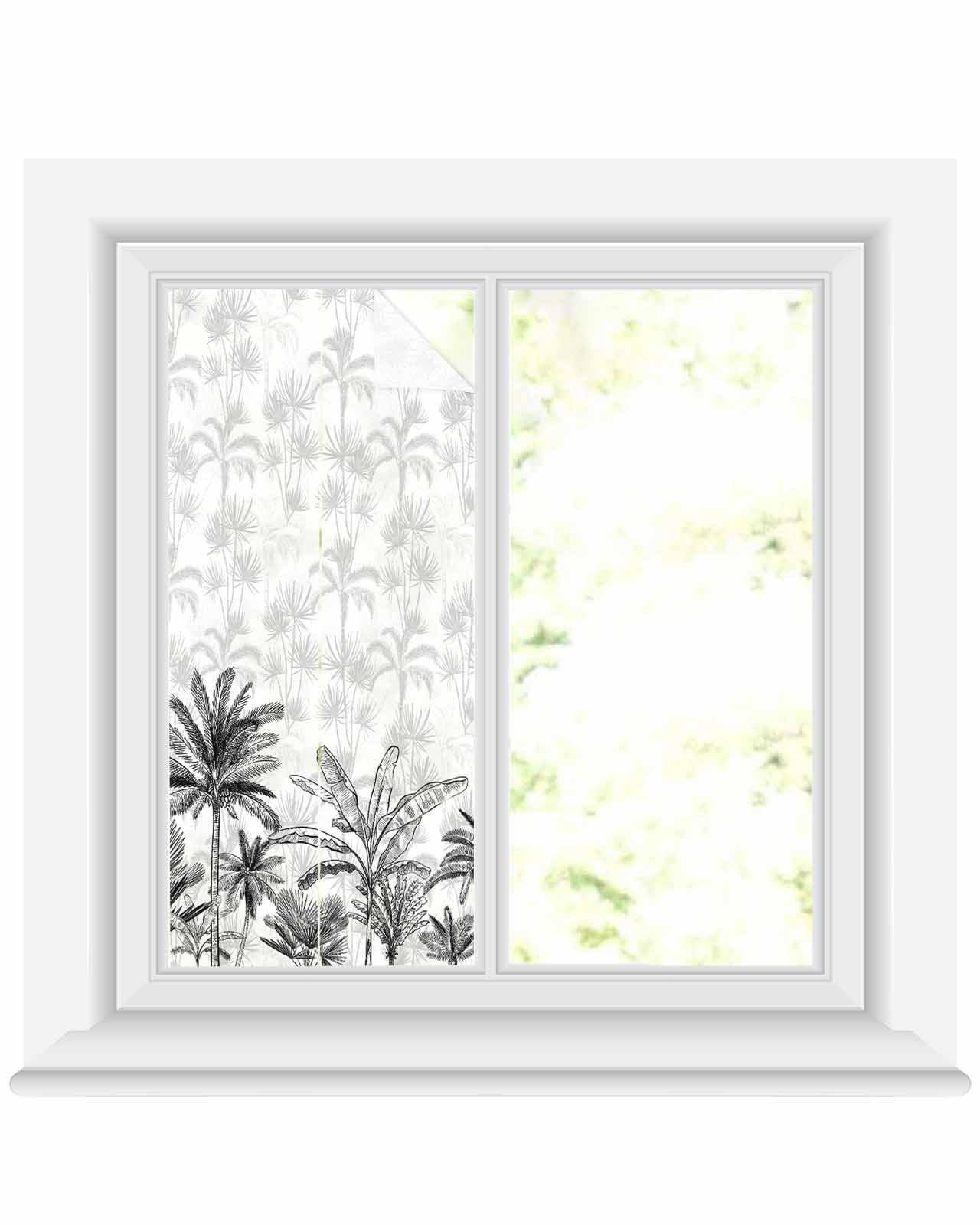 Window Privacy Film, Black Grey Tropical Palm Tree UV Sun Blocking ...