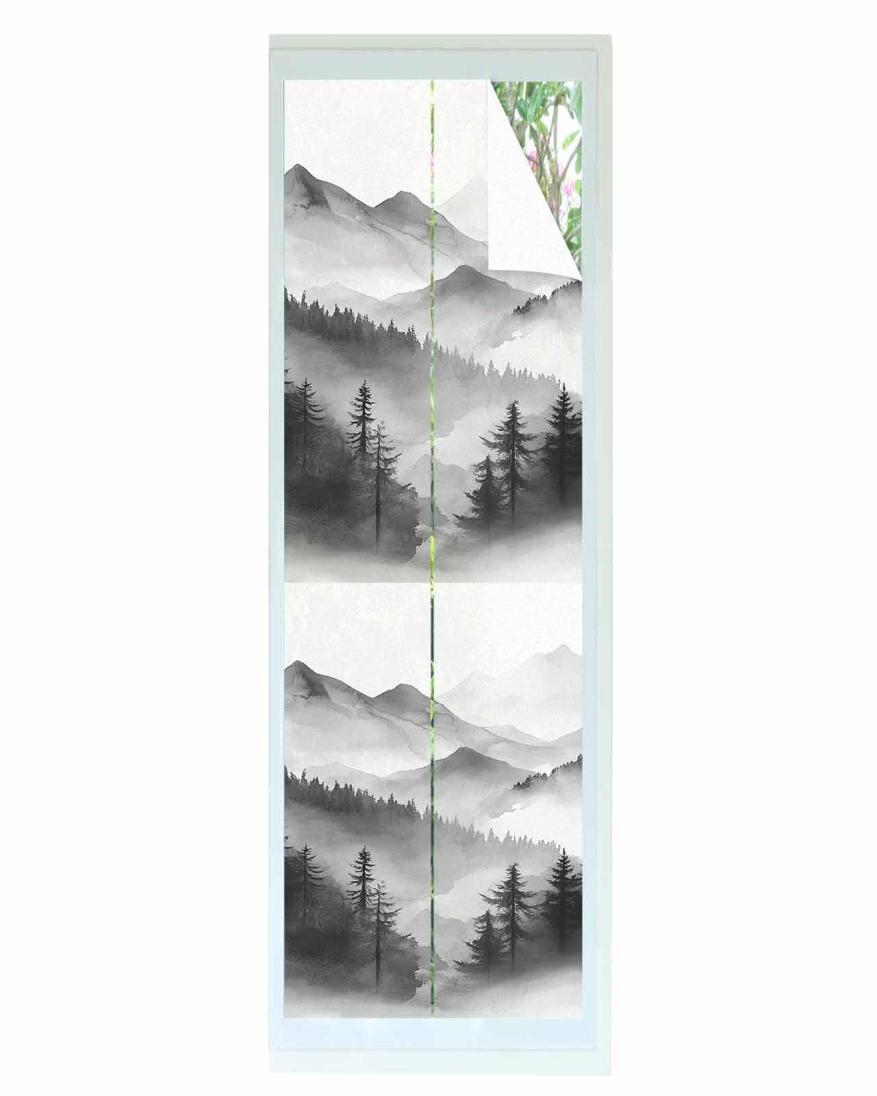 Window Privacy Film Black Mist Forest Stained Glass Window Film ...