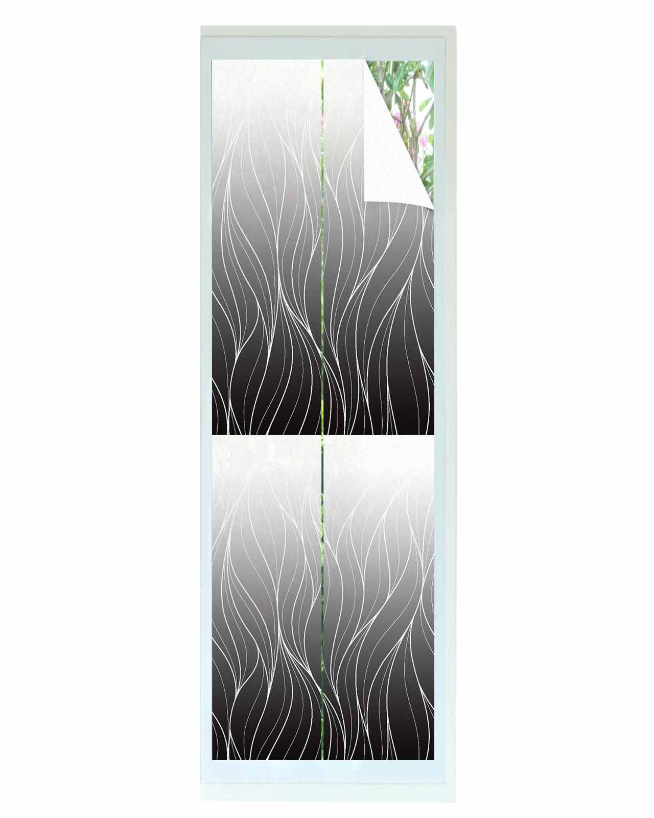 Window Privacy Film, Black Ombre Lines UV Sun Blocking Window Tint Film ...